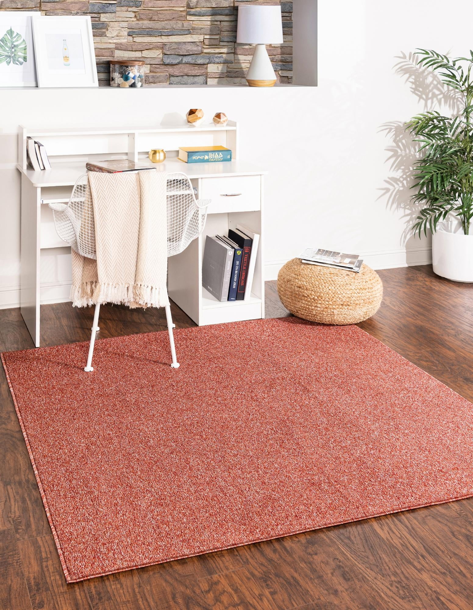 Rugs.com Everyday Solid Collection Rug – 10 Ft Square Rust Red Medium ...