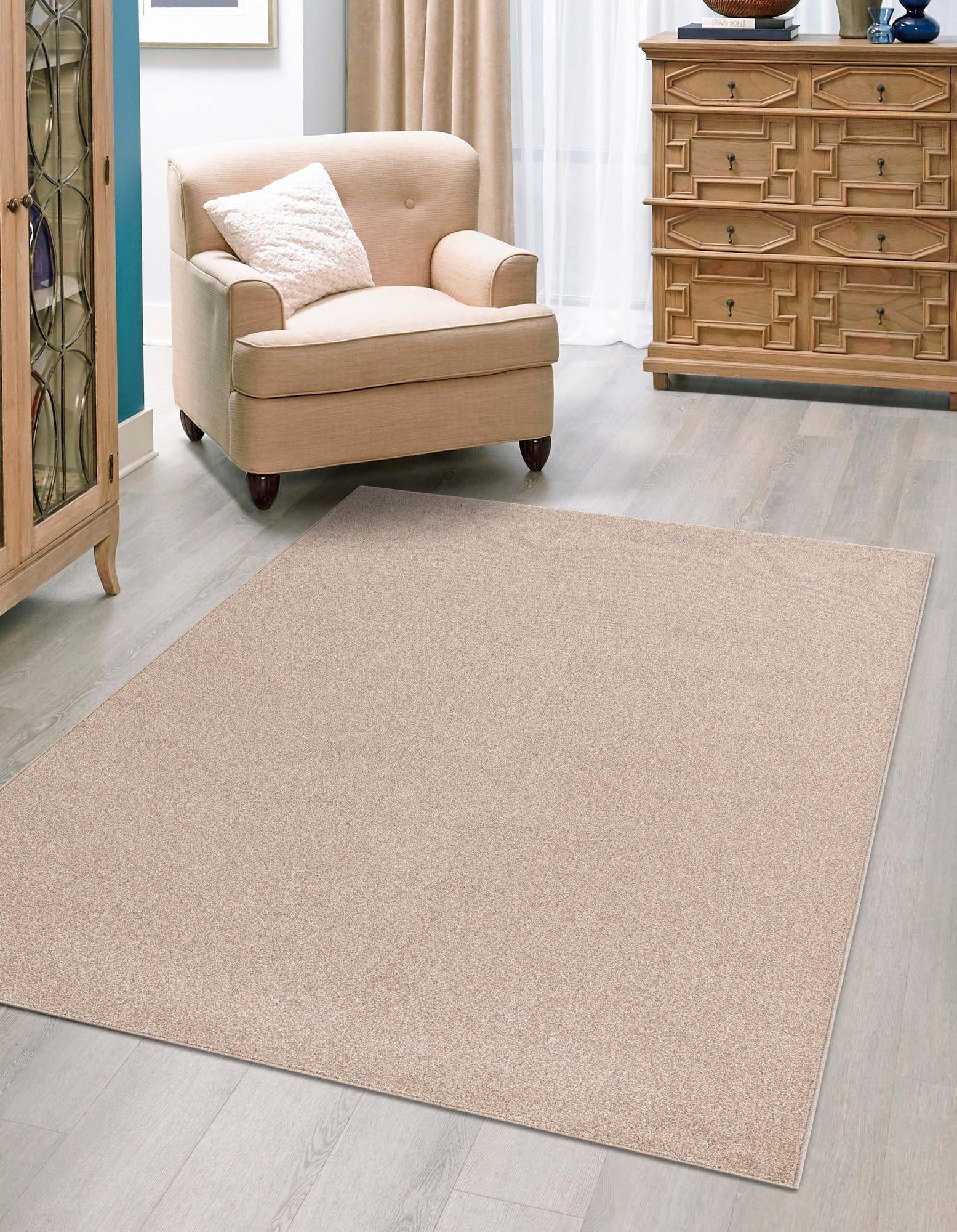 Rugs.com Everyday Solid Collection Rug – 8' x 11' Sandy Beige Medium ...