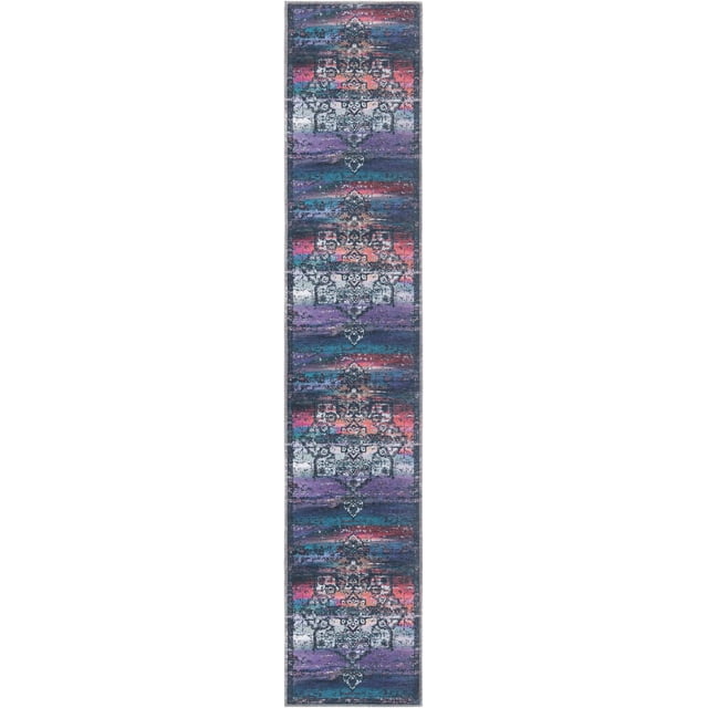 Rugs.com Francesca Collection Washable Rug – 10 Ft Runner Multi Blue ...