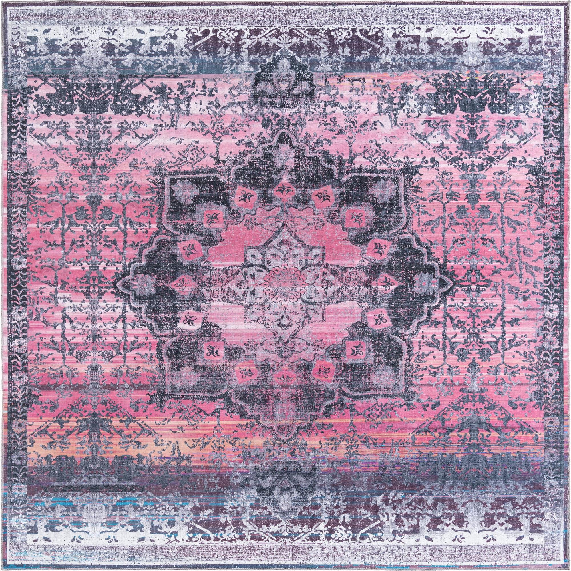 Rugs.com Francesca Collection Washable Rug – 10 Ft Square Antique Rose ...