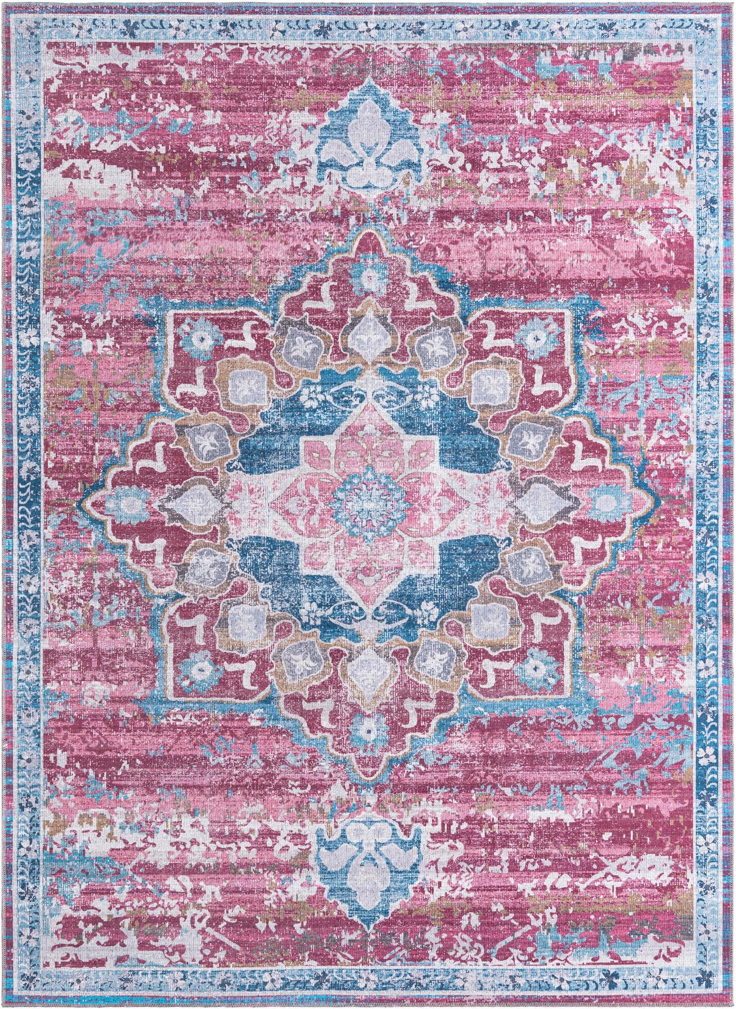 Rugs.com Francesca Collection Washable Rug – 10' x 14' Antique Pink ...