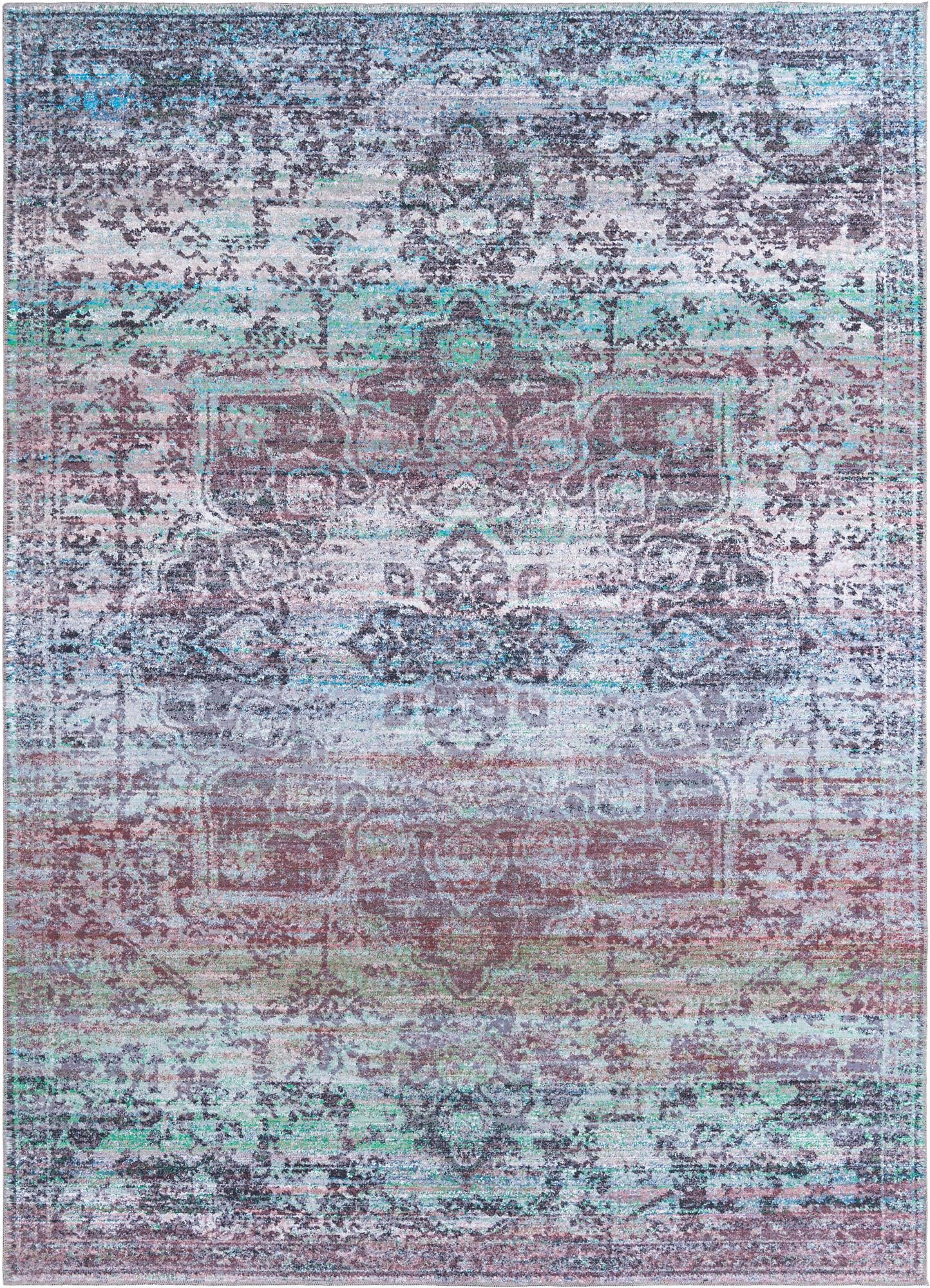 Rugs.com Francesca Collection Washable Rug – 10' x 14' Blue Green ...