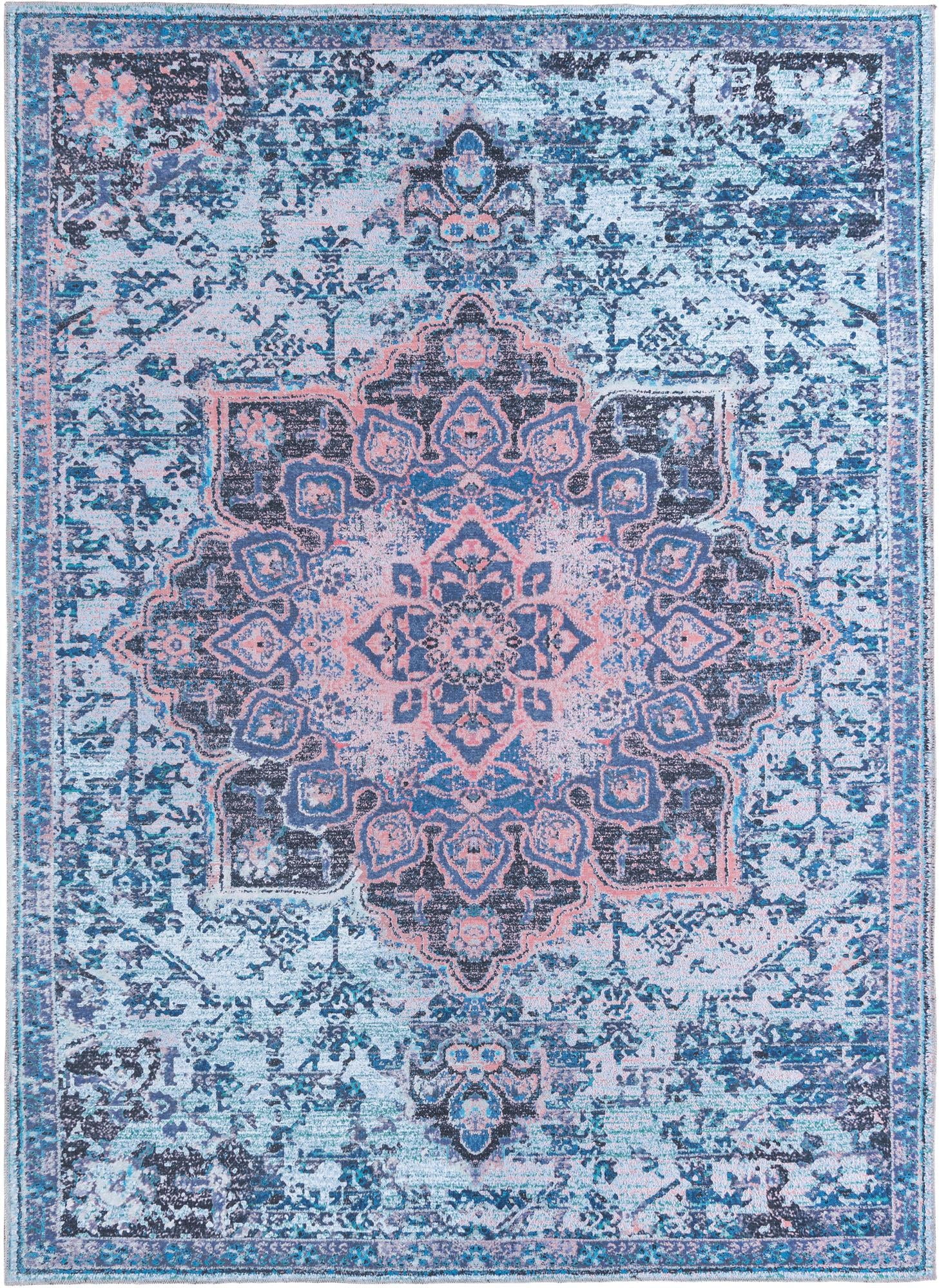 Rugs.com Francesca Collection Washable Rug – 10' x 14' Light Blue ...