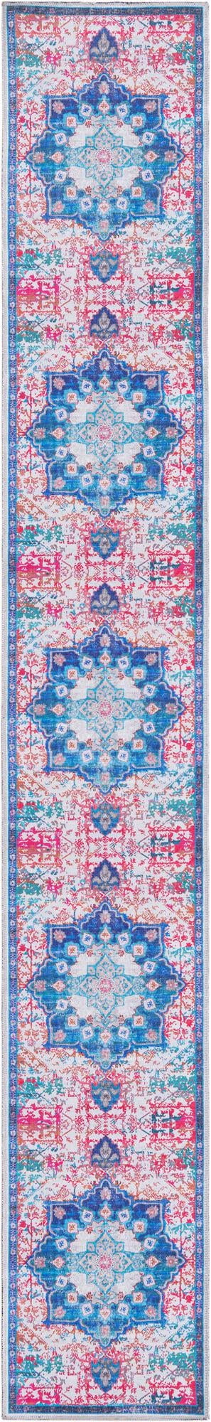 Rugs.com Francesca Collection Washable Rug – 13 Ft Runner Ivory Blue ...