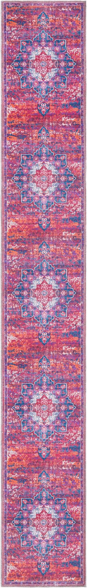 Rugs.com Francesca Collection Washable Rug – 13 Ft Runner Multi Fuchsia ...