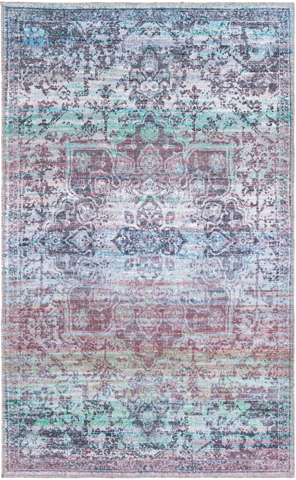 Rugs.com Francesca Collection Washable Rug – 3' x 5' Blue Green ...