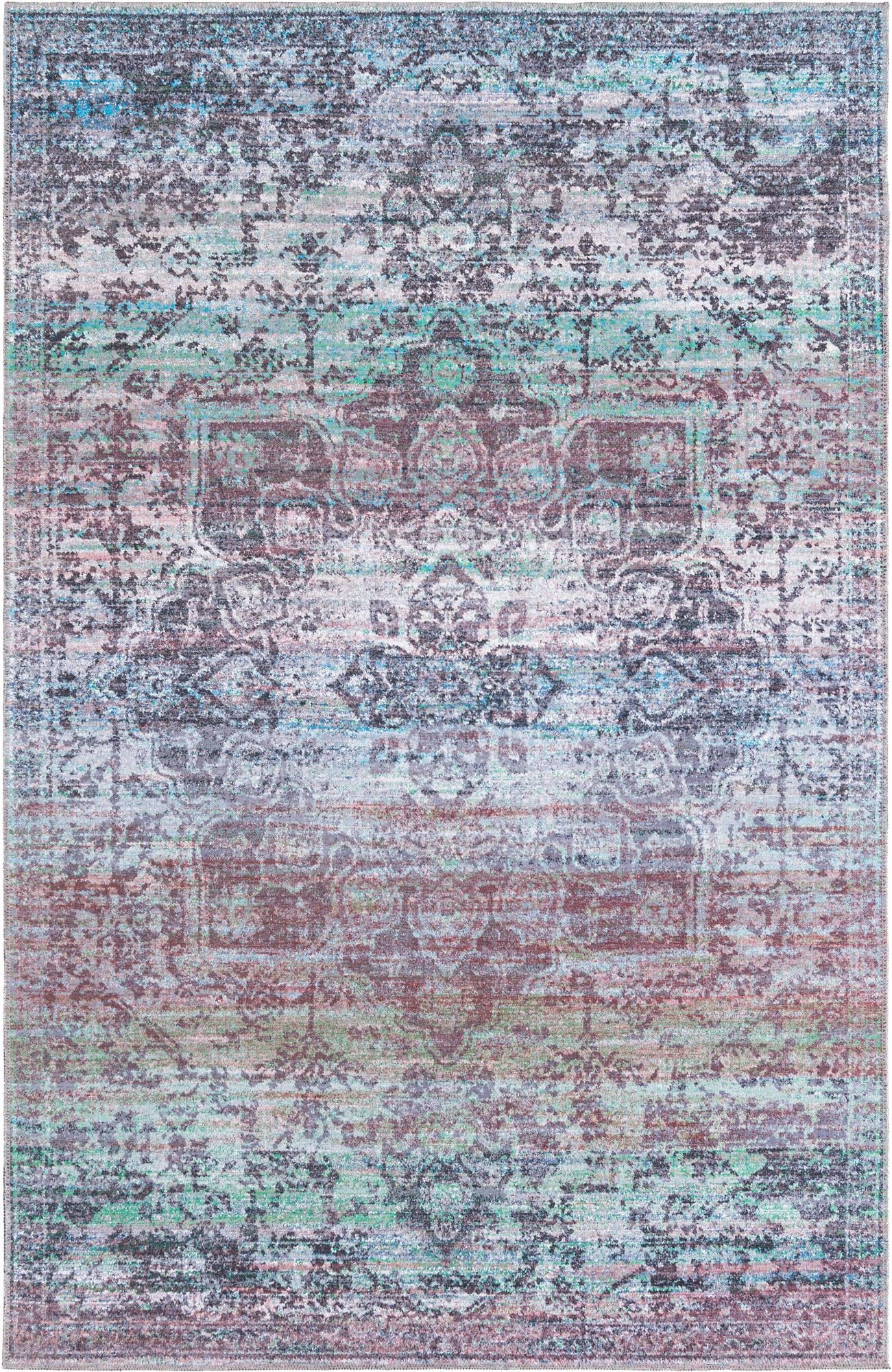 Rugs.com Francesca Collection Washable Rug – 6' x 9' Blue Green ...