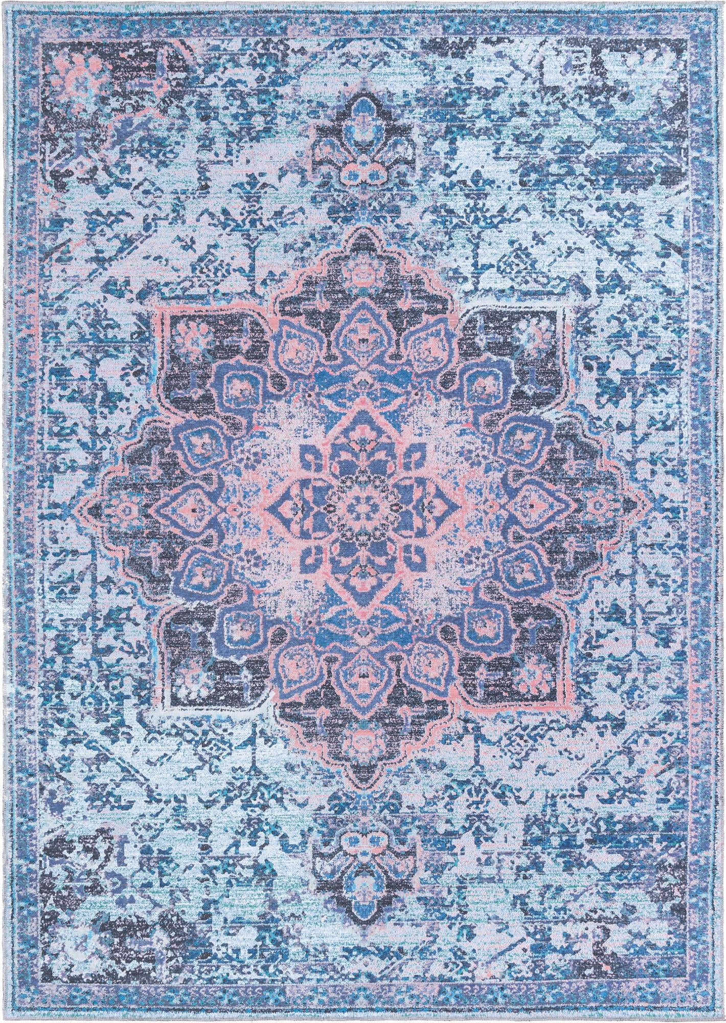 Rugs.com Francesca Collection Washable Rug – 8' x 11' Light Blue ...