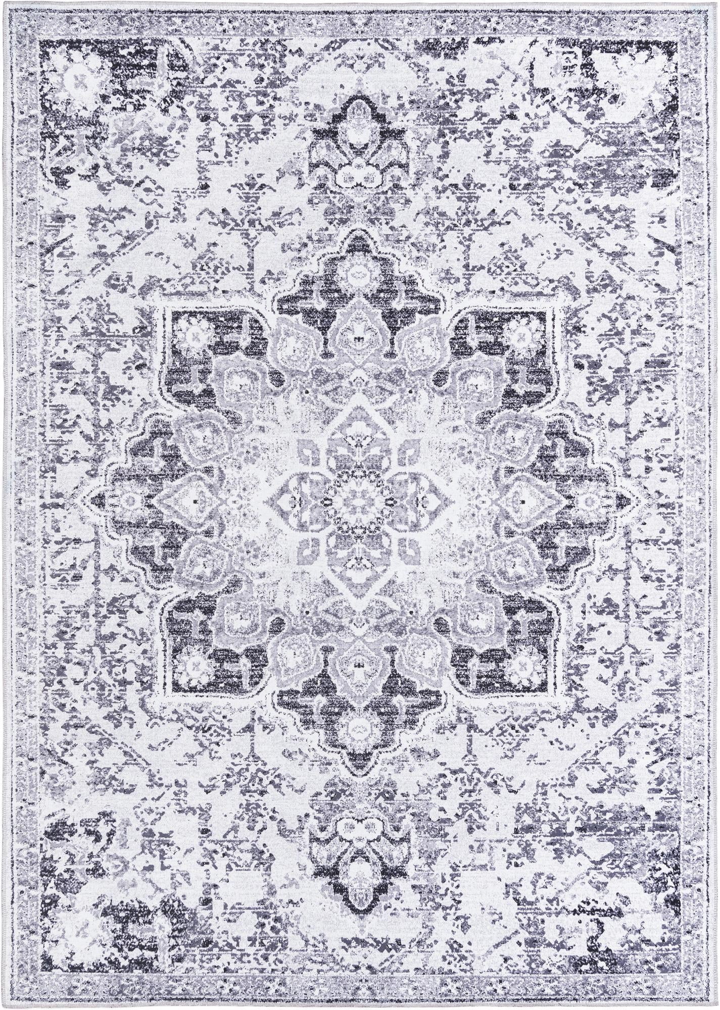 Rugs.com Francesca Collection Washable Rug – 8' x 11' Light Gray ...