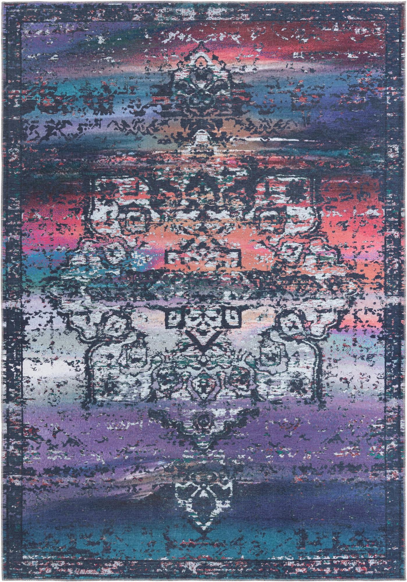 Rugs.com Francesca Collection Washable Rug – 8' x 11' Multi Blue ...