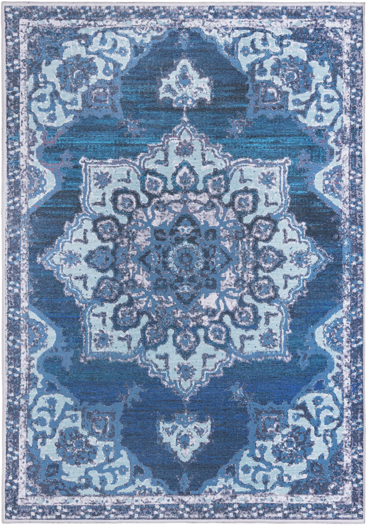 Rugs.com Francesca Collection Washable Rug – 8' x 11' Navy Blue ...