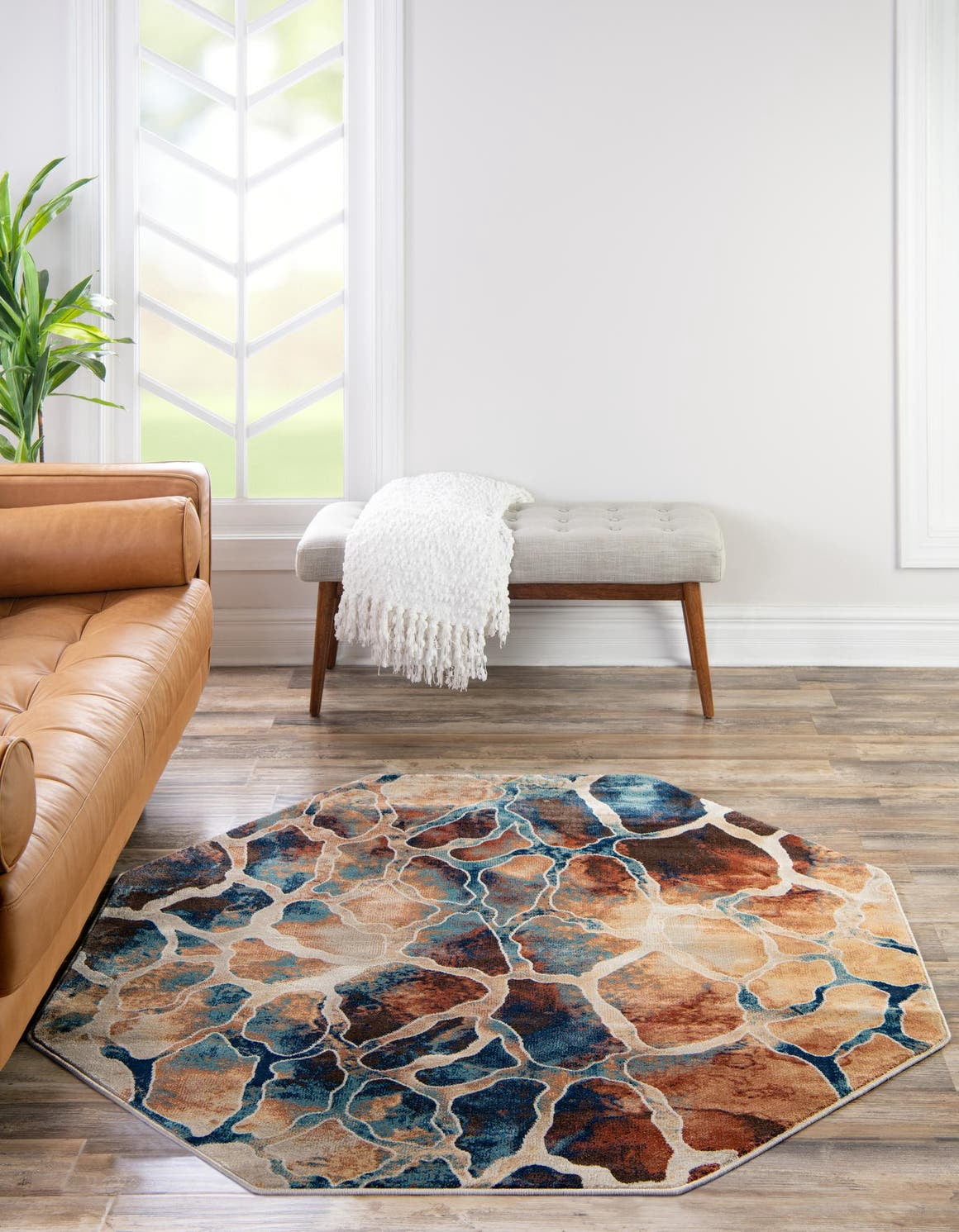 Rugs.com Gossamer Collection Rug – 5 Ft Octagon Brick Red Medium Rug ...