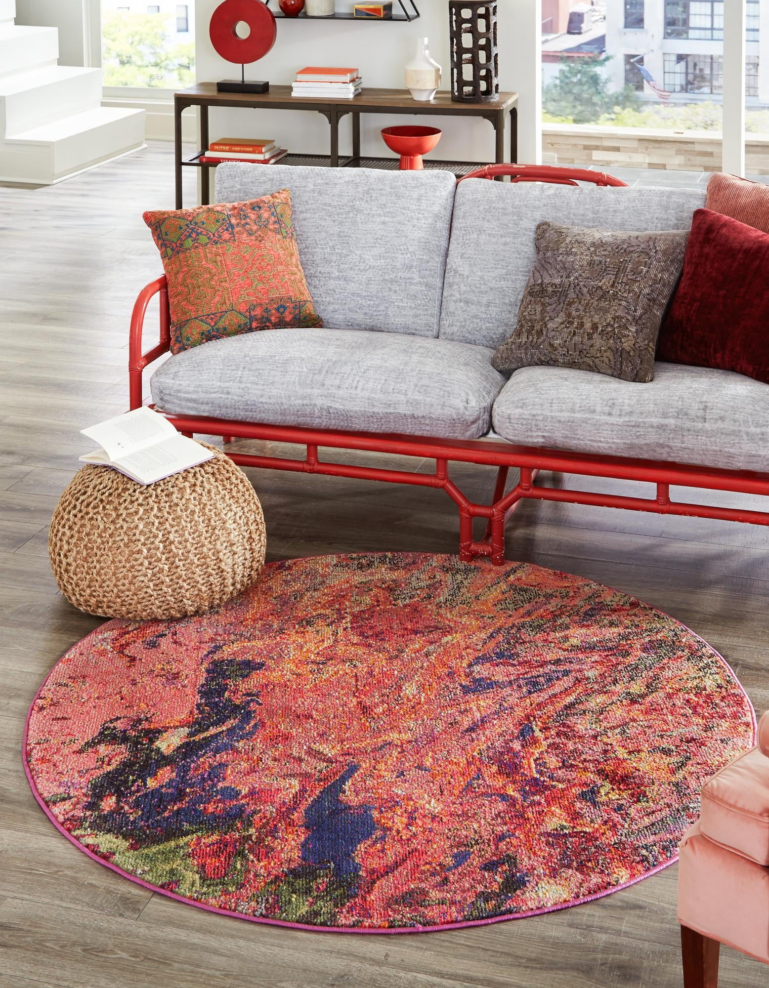 Rugs.com Haerfest Collection Rug – 5 Ft Round Multi Low Rug Perfect For ...