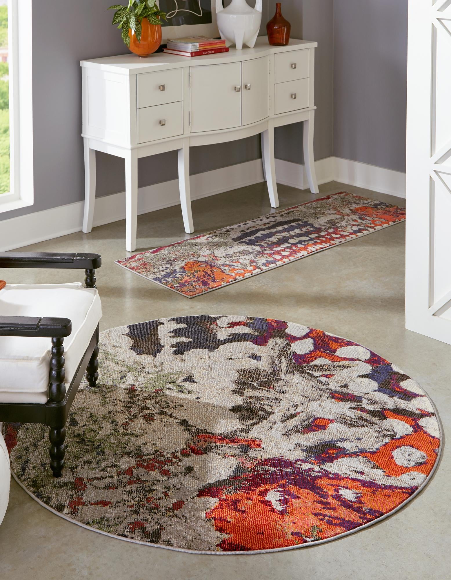 Rugs.com Haerfest Collection Rug – 5 Ft Round Multi Low Rug Perfect For ...