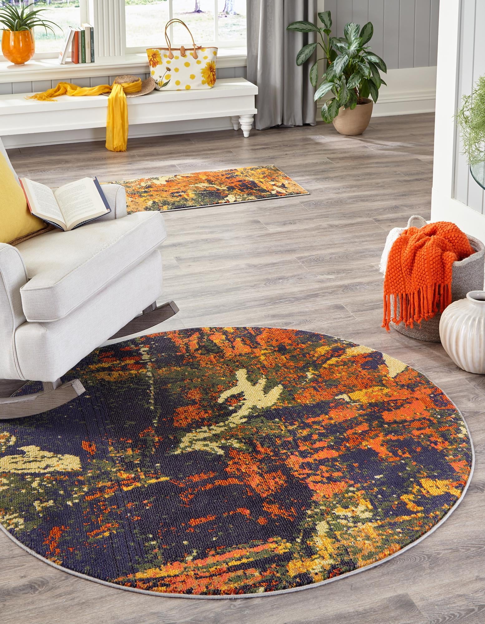 Rugs.com Haerfest Collection Rug – 8 Ft Round Brown Low Rug Perfect For ...