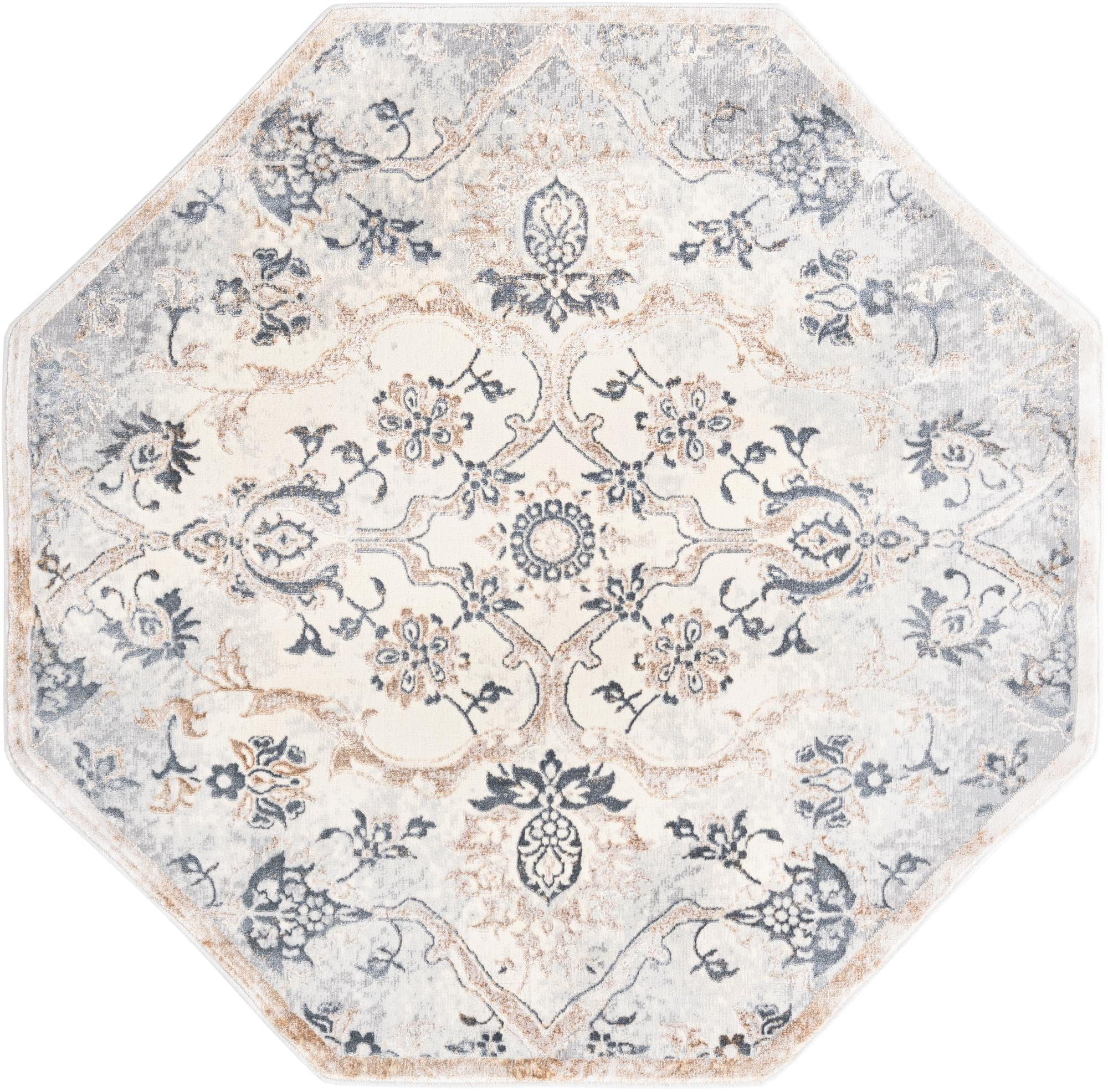 Rugs.com Highbury Collection Rug – 5 Ft Octagon Ivory Medium-Pile Rug ...
