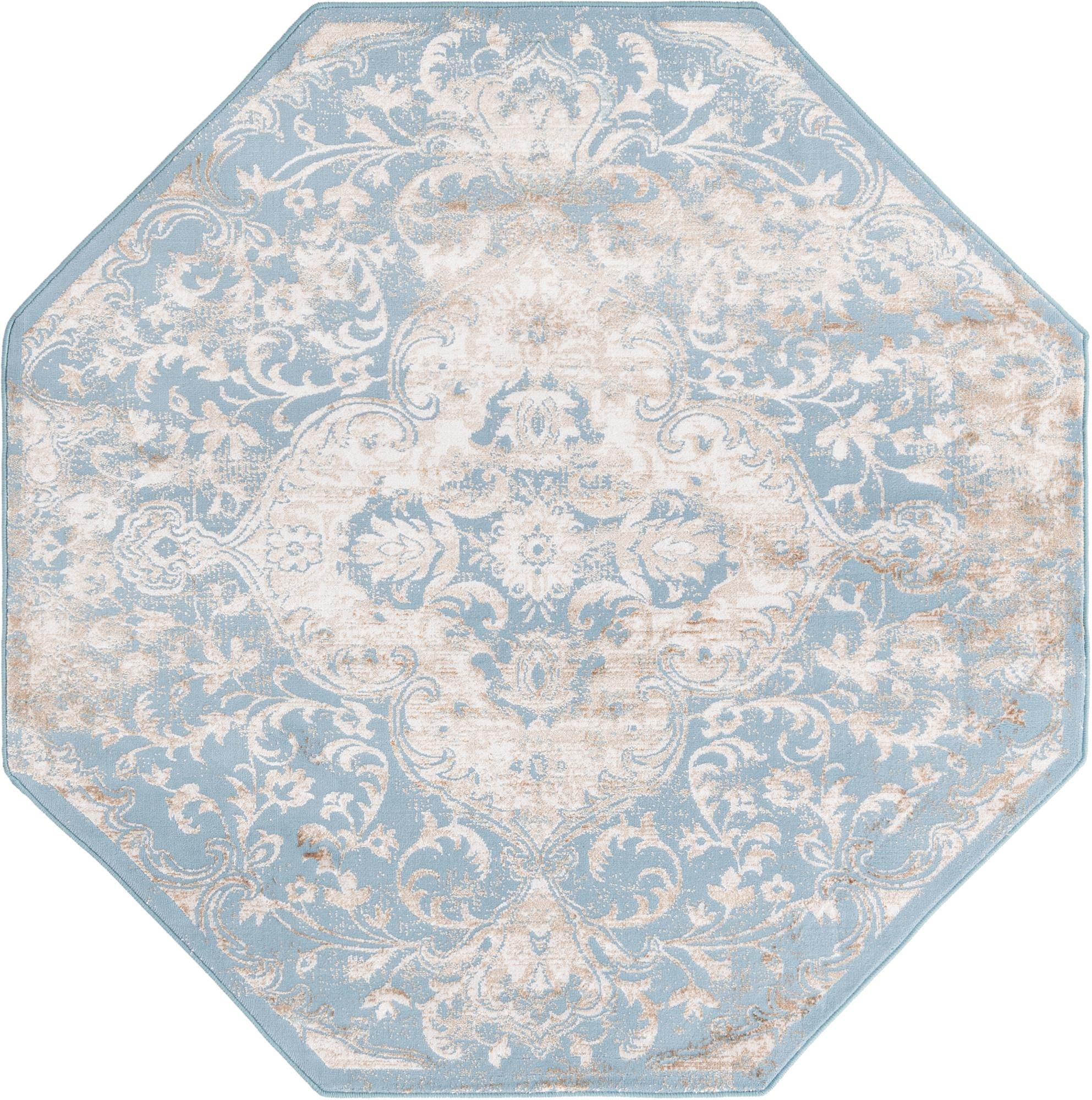 Rugs.com Highbury Collection Rug – 5 Ft Octagon Teal Medium-Pile Rug ...