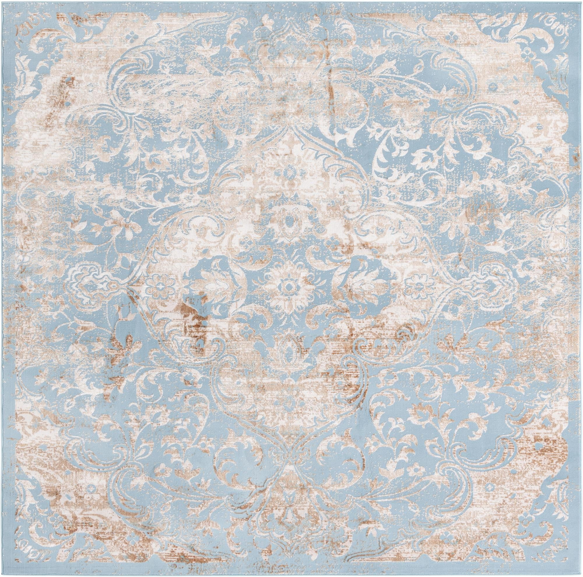 Rugs.com Highbury Collection Rug – 8 Ft Square Teal Medium-Pile Rug ...