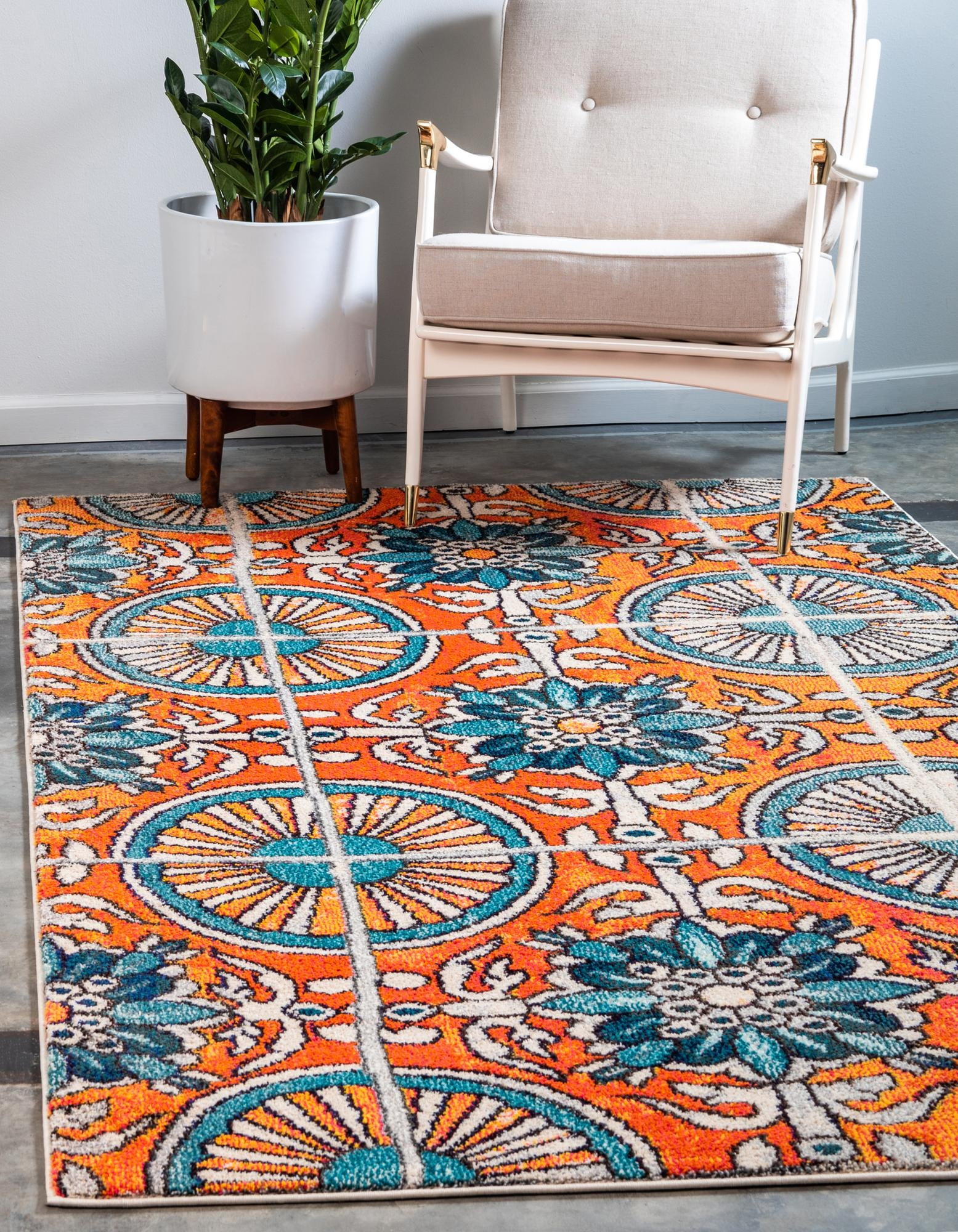 Rugs.com Hyacinth Collection Rug – 3' x 5' Orange Medium Rug Perfect ...