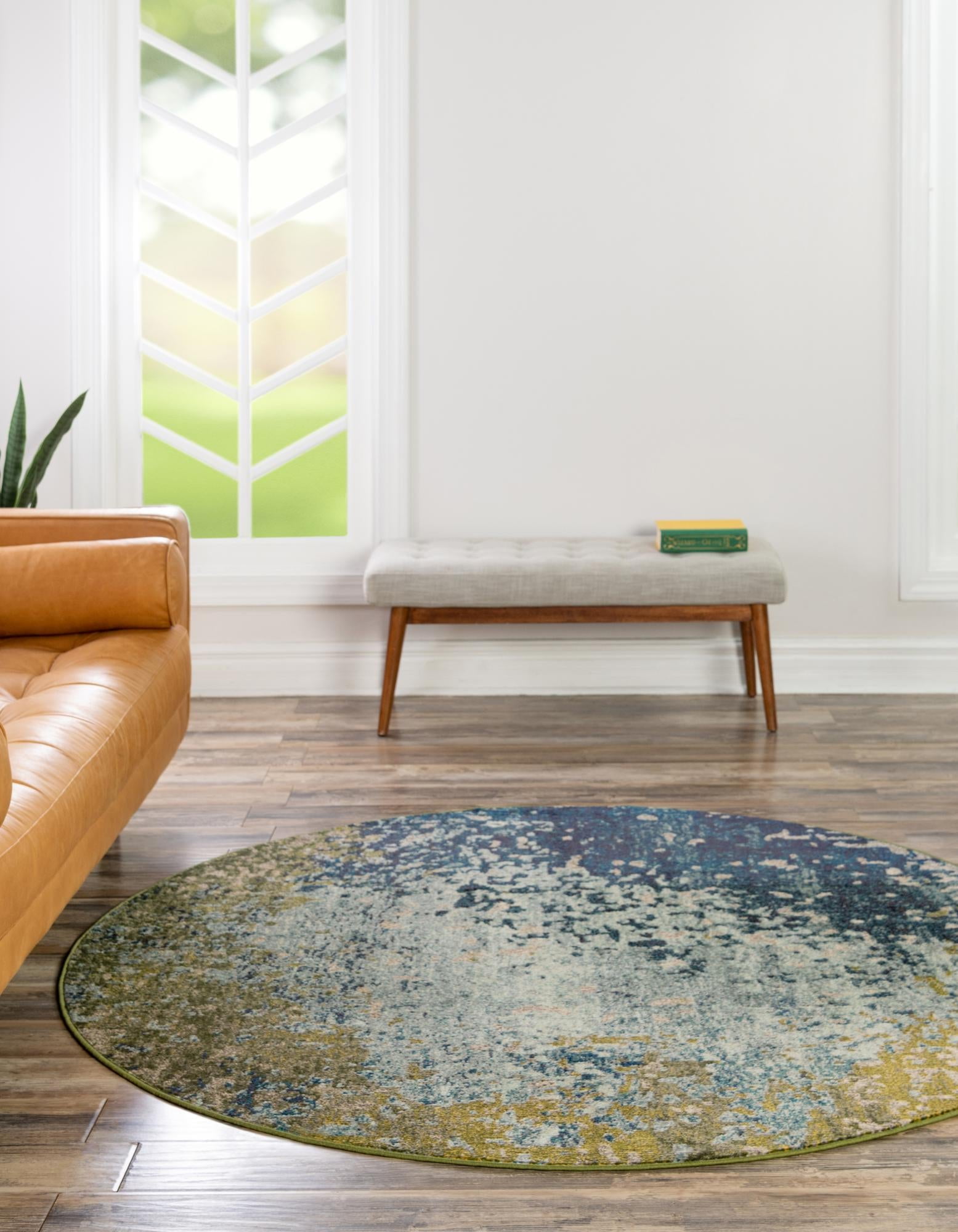 Rugs.com Hyacinth Collection Rug – 8 Ft Round Blue Medium Rug Perfect ...