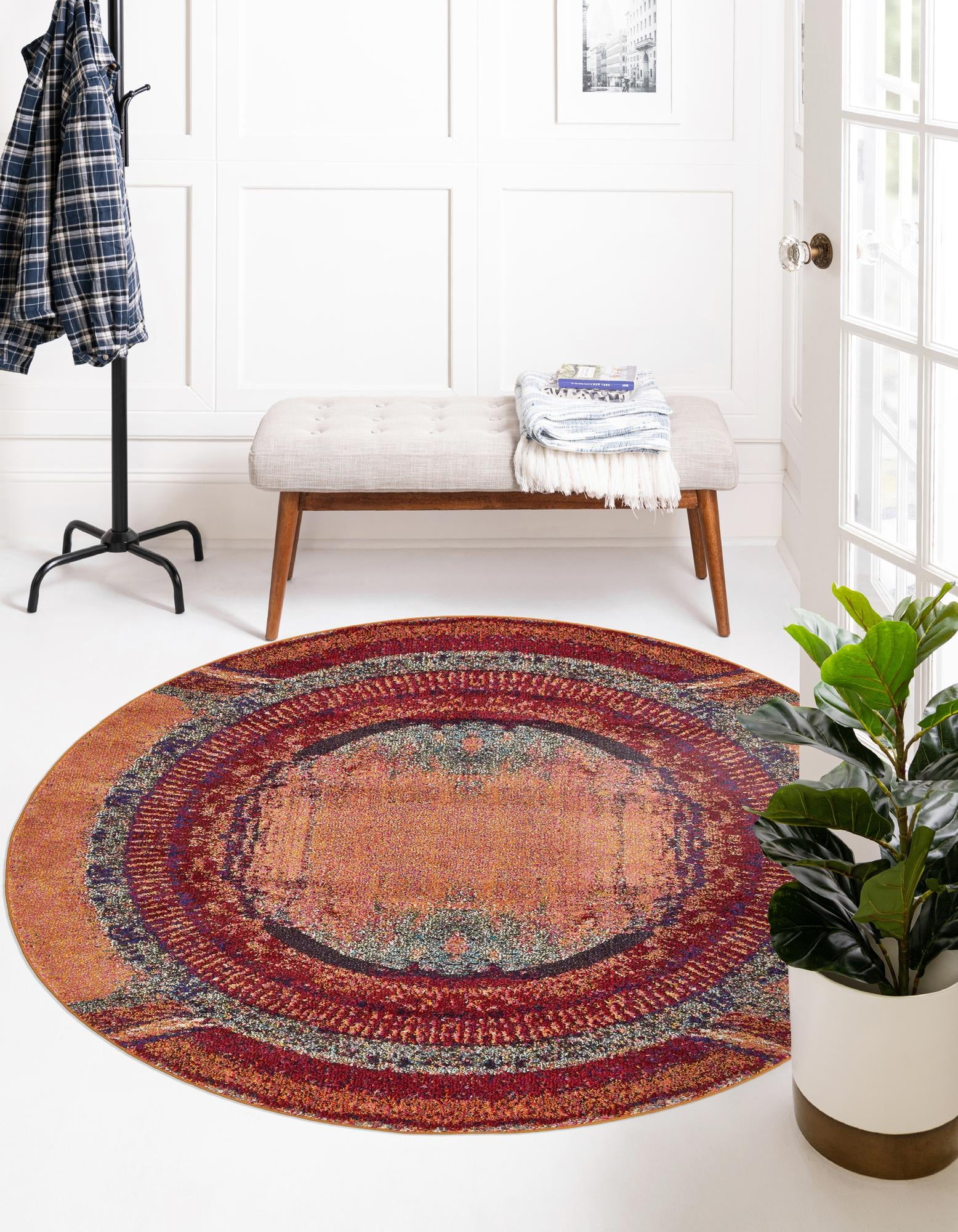 Rugs.com Hyacinth Collection Rug – 8 Ft Round Orange Medium Rug Perfect ...