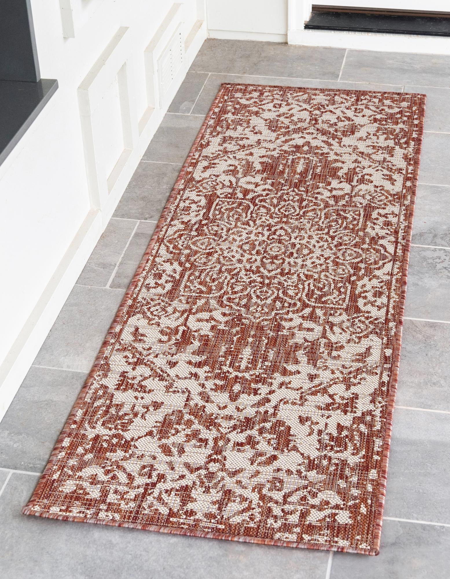 Rugs.com Jill Zarin Outdoor Collection Rug – 2' x 8' Runner Rust Red ...