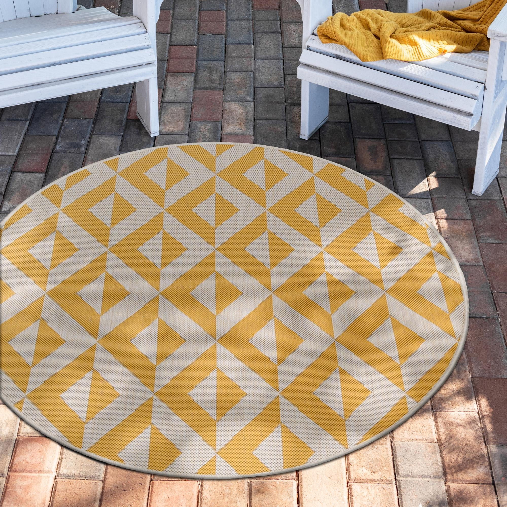 Rugs.com Jill Zarin Outdoor Collection Rug – 6' 7 Round Yellow ...