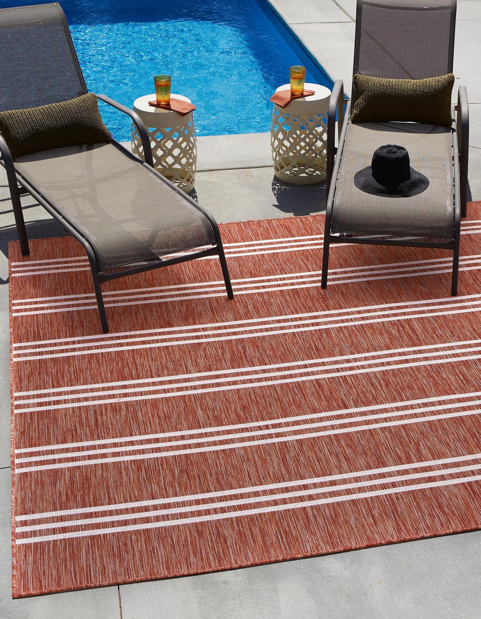 Rugs.com Jill Zarin Outdoor Collection Rug – 7' 10 Square Rust Red ...