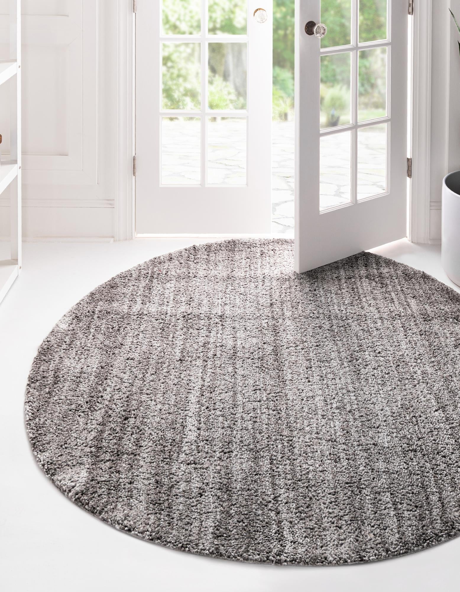 Rugs.com Jill Zarin Shaggy Chic Collection Rug – 5' 3 Round Pepper Gray ...