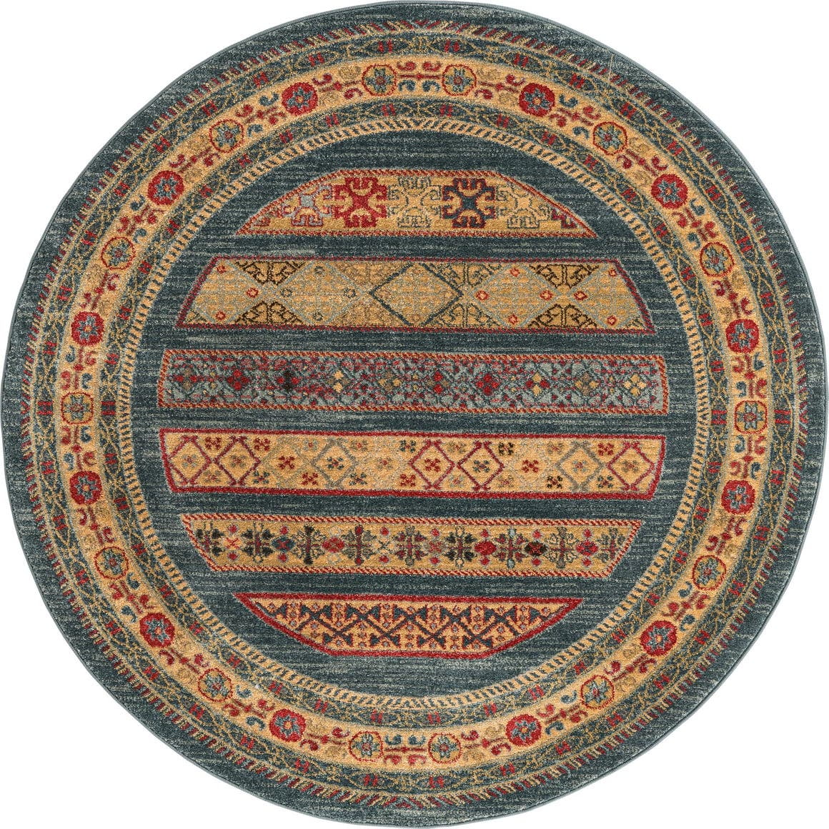 Rugs.com Kashkuli Gabbeh Collection Rug – 5' Round Blue Medium Rug ...
