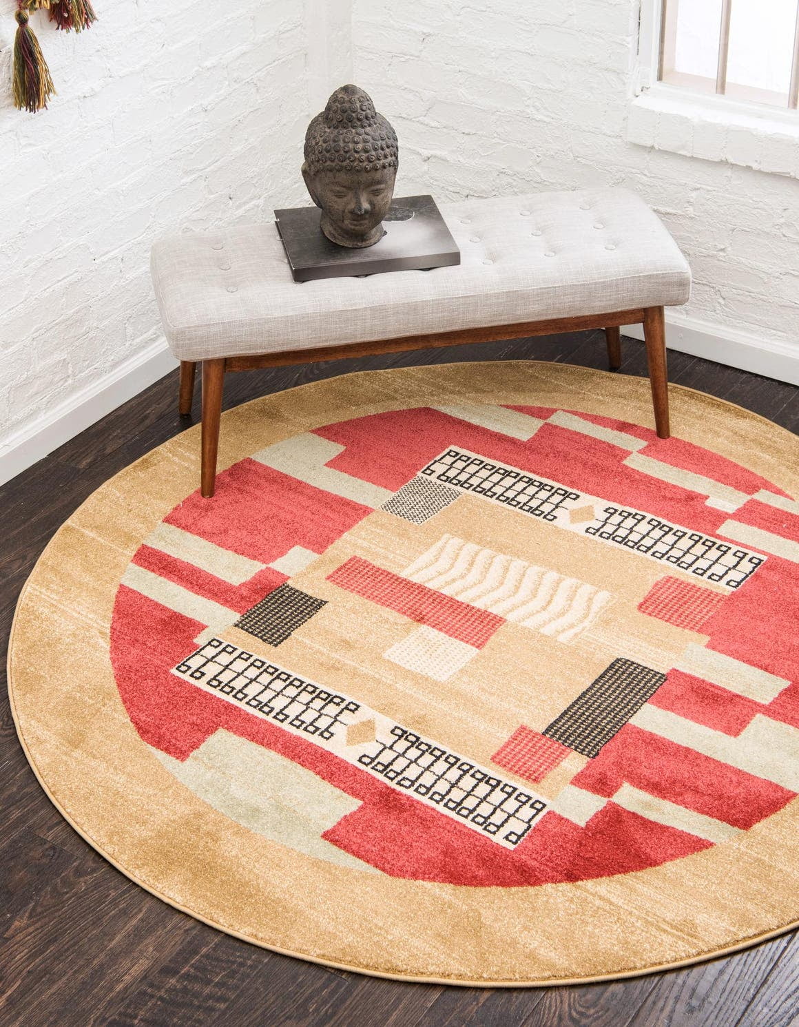 Rugs.com Kashkuli Gabbeh Collection Rug – 6' Round Rust Red Medium Rug ...