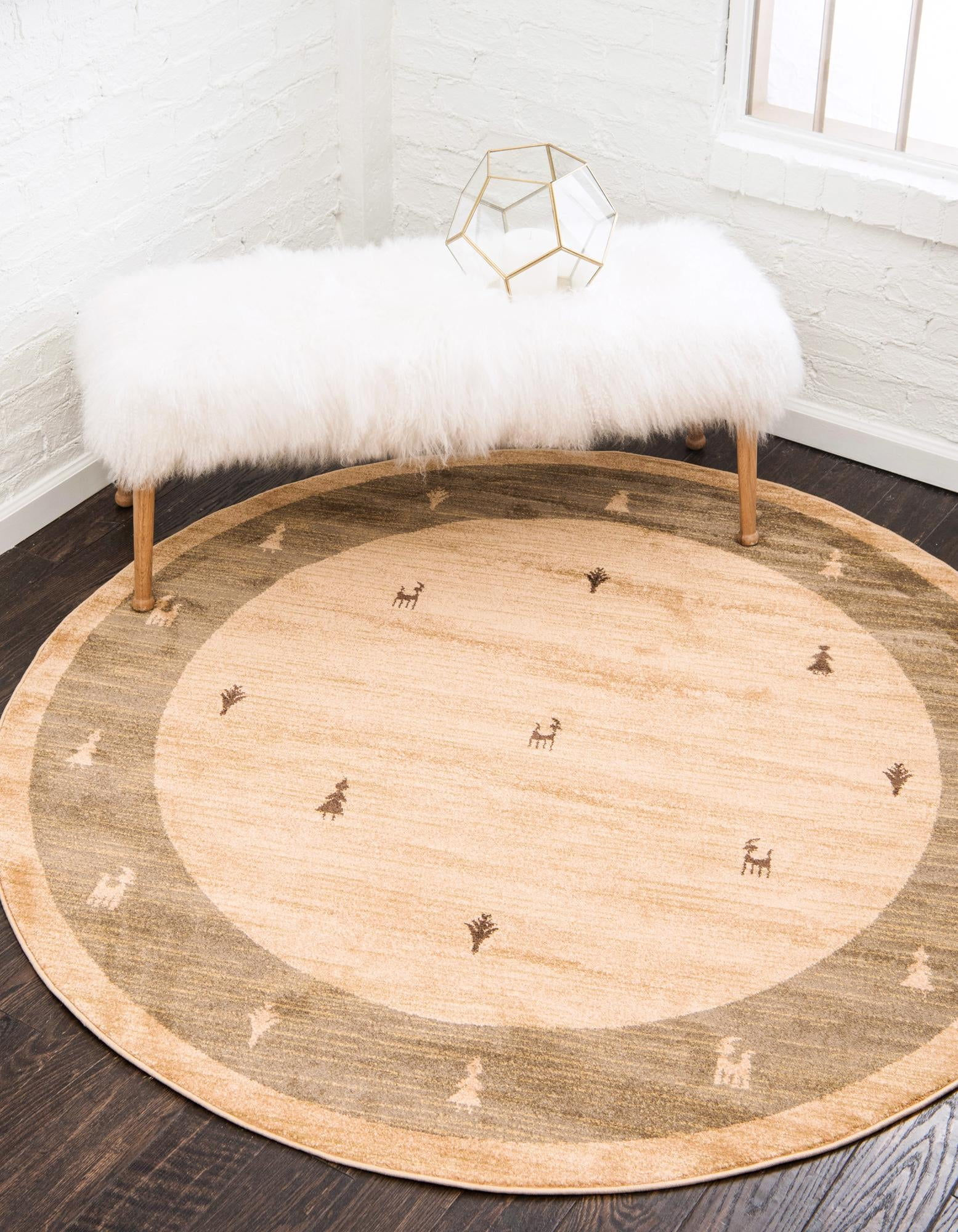 Rugs.com Kashkuli Gabbeh Collection Rug – 8' Round Tan Medium Rug ...