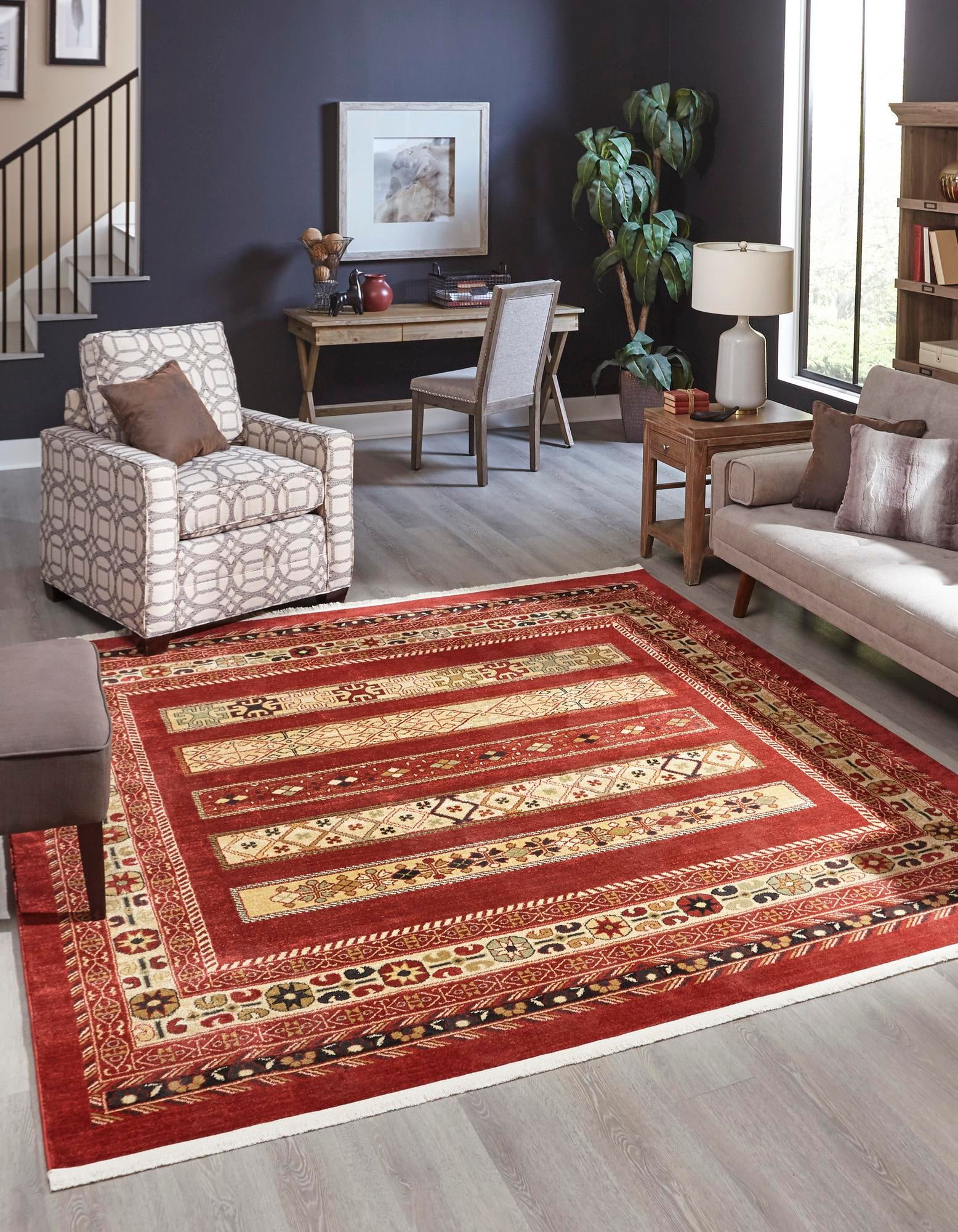 Rugs.com Kashkuli Gabbeh Collection Rug – 8' Square Rust Red Medium Rug ...