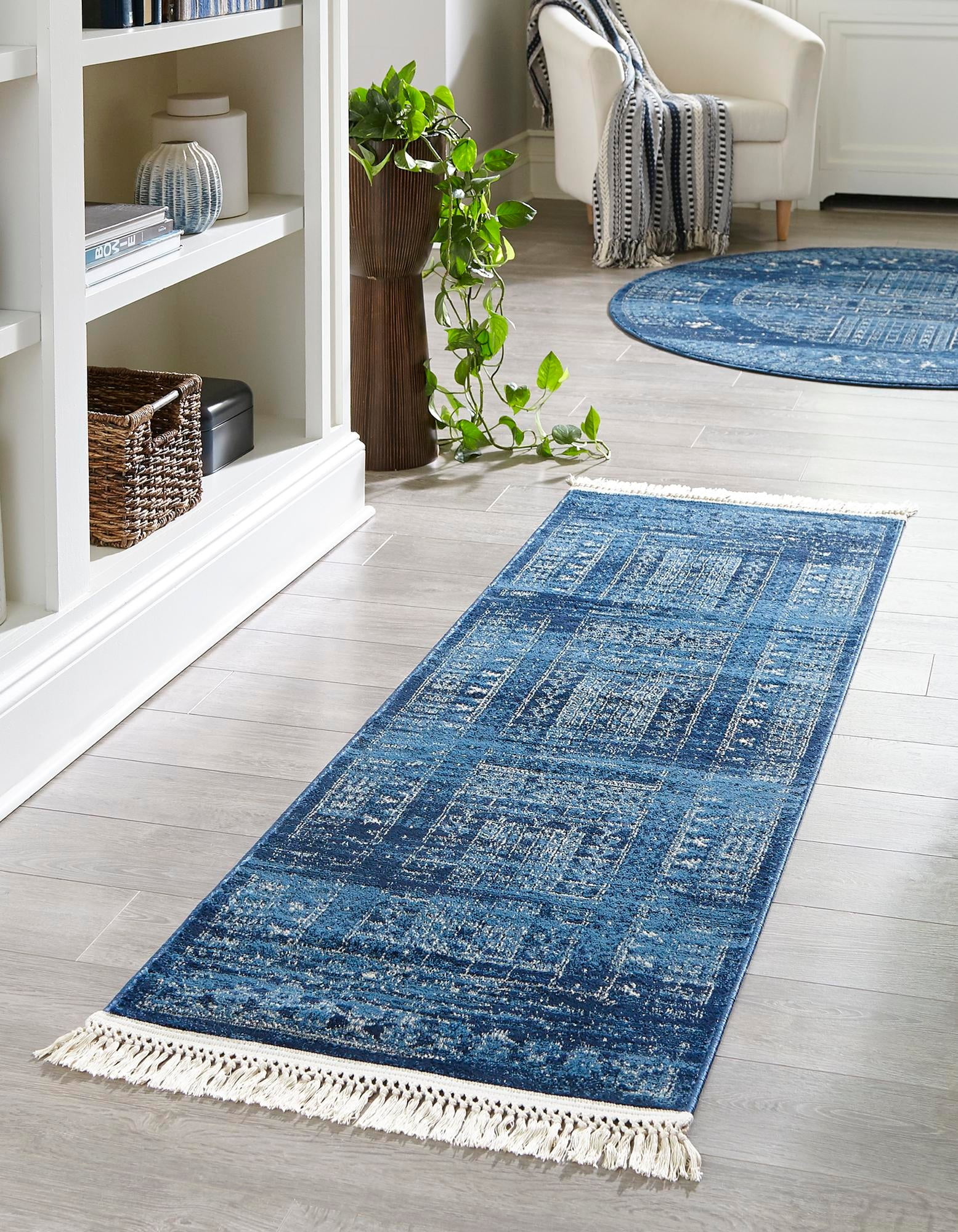 Rugs.com Kennedy Collection Rug – 2' 7 x 12' Runner Blue Medium Rug ...