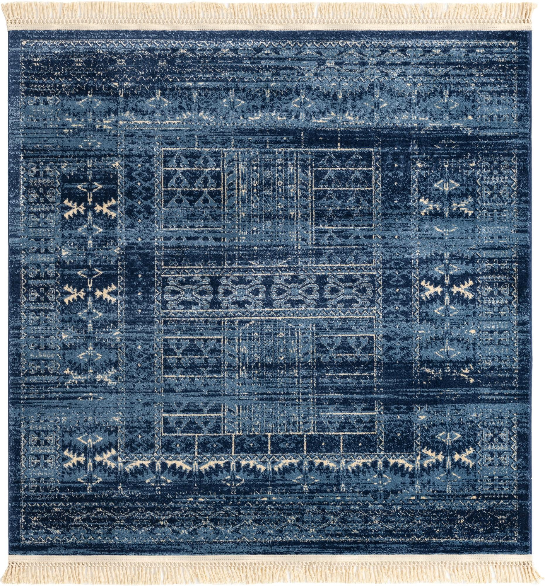 Rugs.com Kennedy Collection Rug – 5' Square Blue Medium Rug Perfect For ...