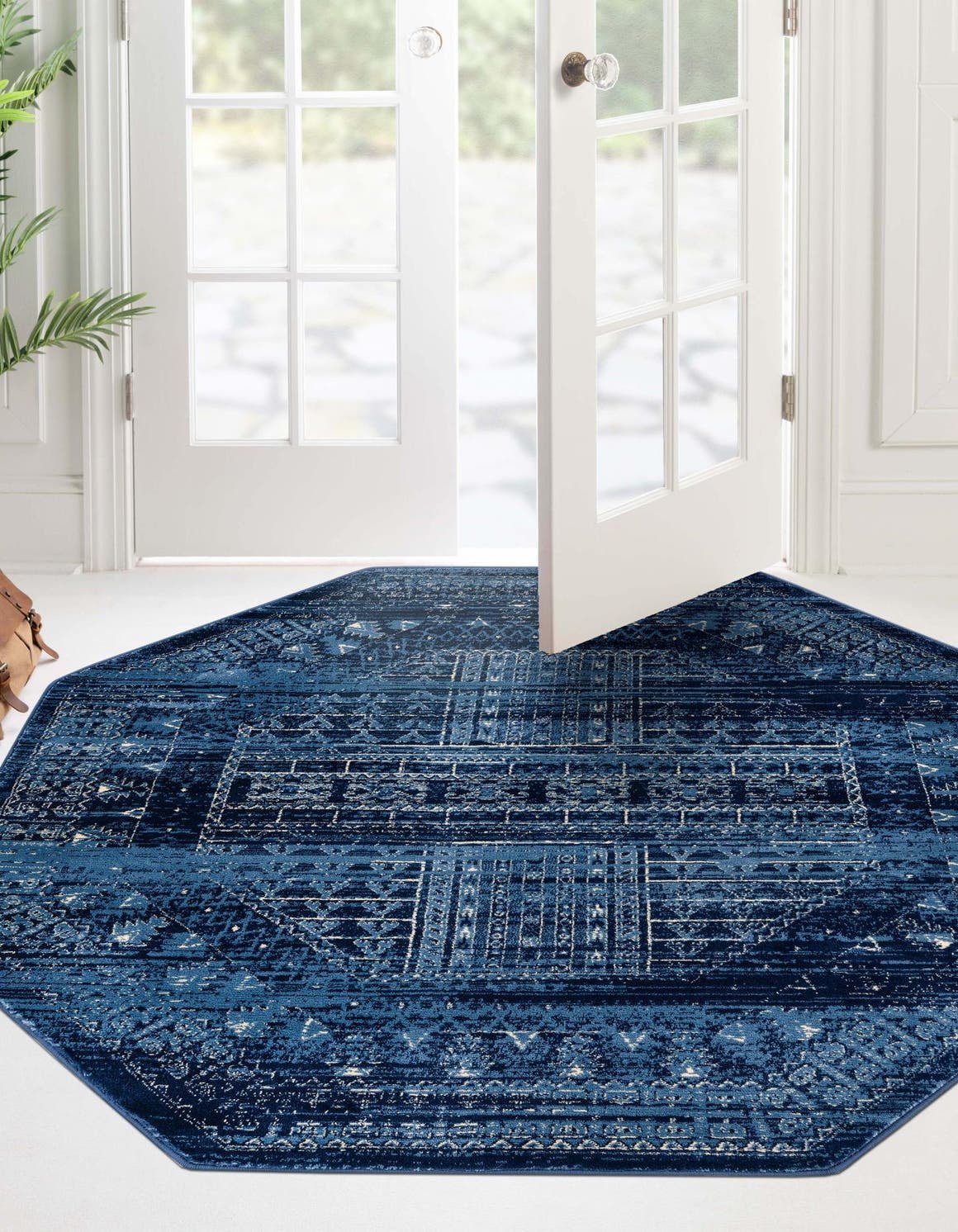 Rugs.com Kennedy Collection Rug – 8' Octagon Blue Medium Rug Perfect ...