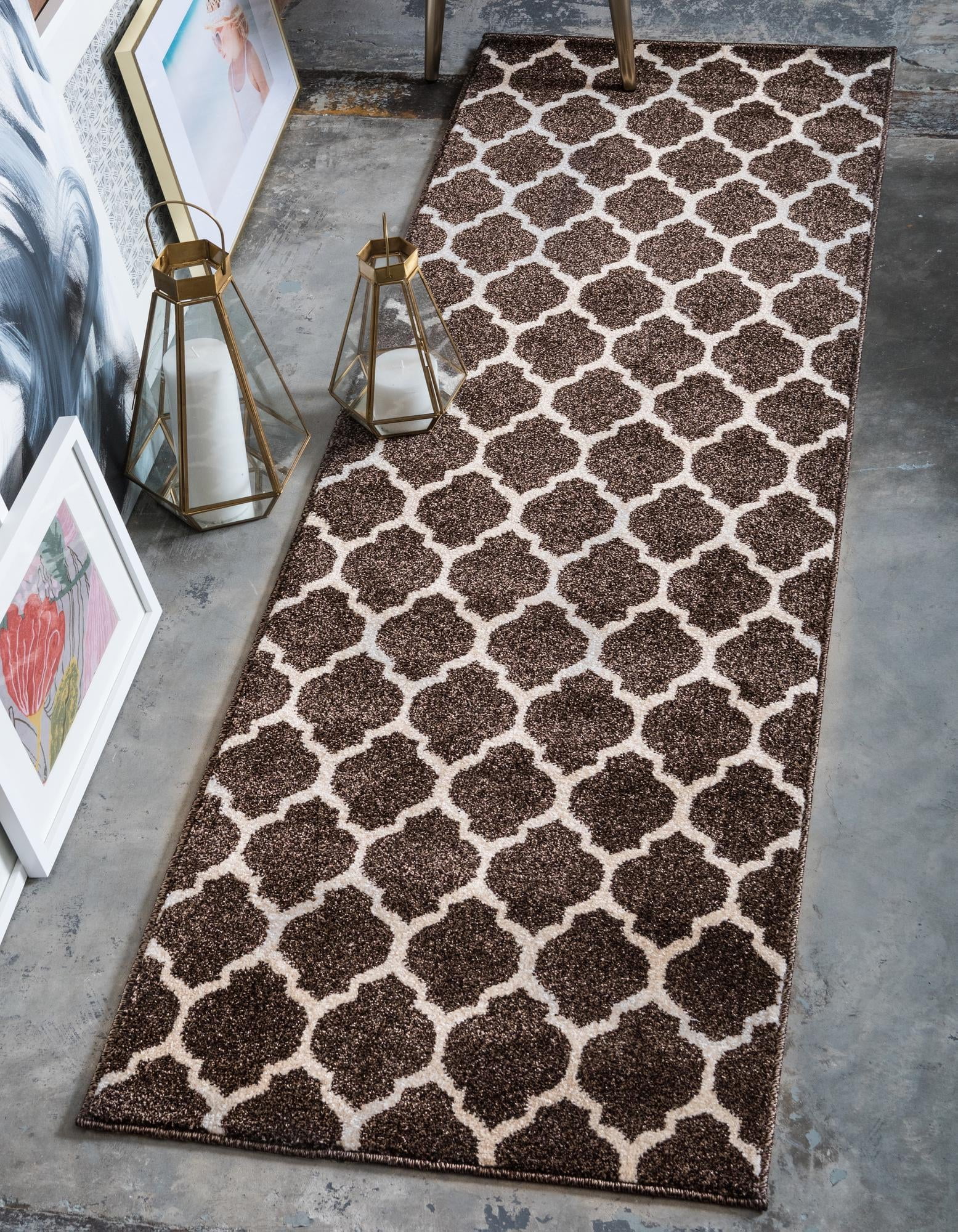 Rugs.com Lattice Collection Rug – 10 Ft Runner Chocolate Brown Medium ...