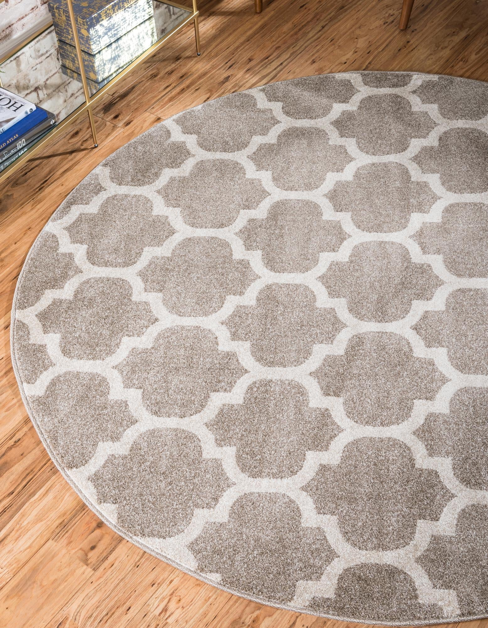 Rugs.com Lattice Collection Rug – 6 Ft Round Light Brown Medium Rug ...