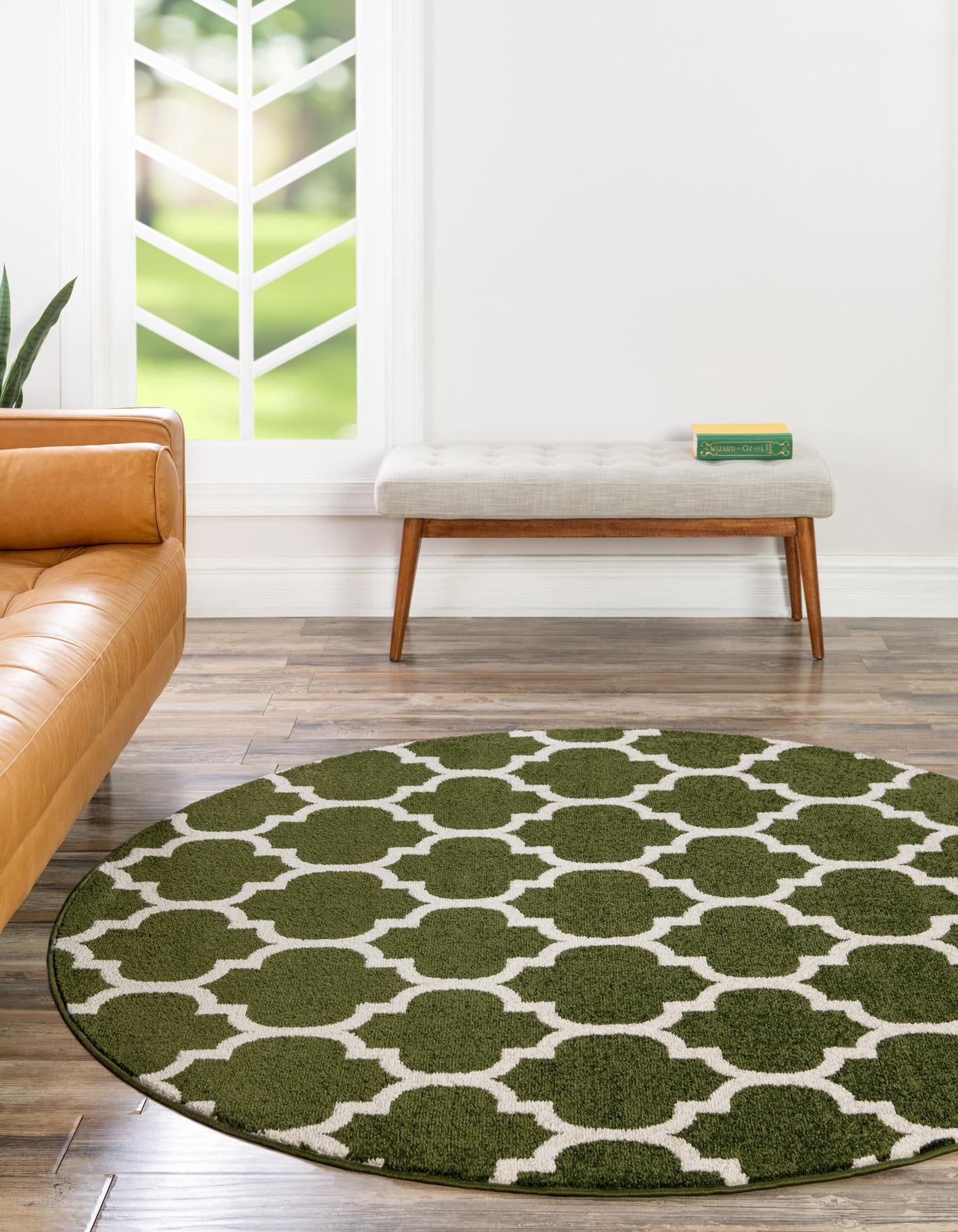 Rugs.com Lattice Collection Rug – 8 Ft Round Dark Green Medium Rug ...