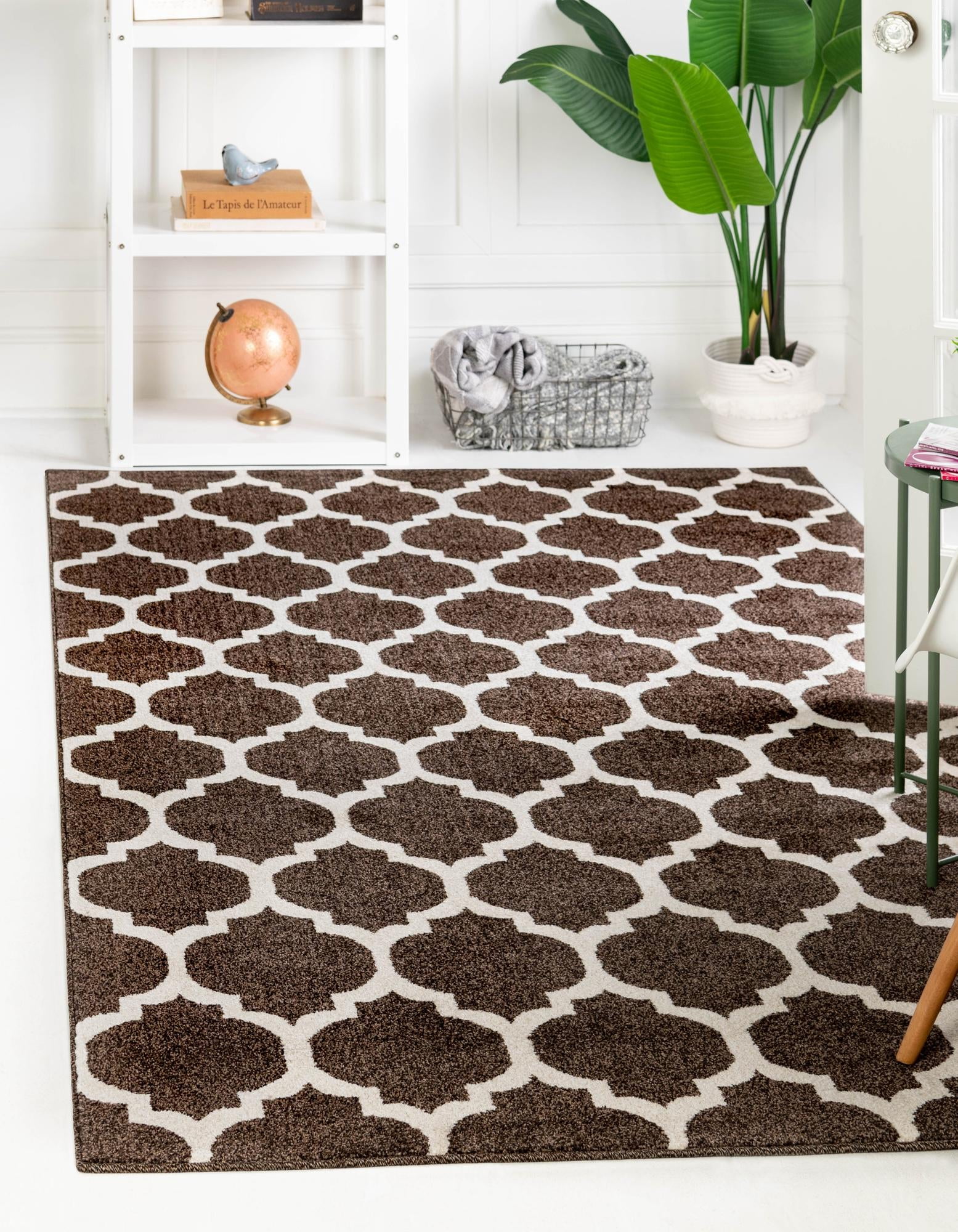 Rugs.com Lattice Collection Rug – 9' x 12' Chocolate Brown Medium Rug ...