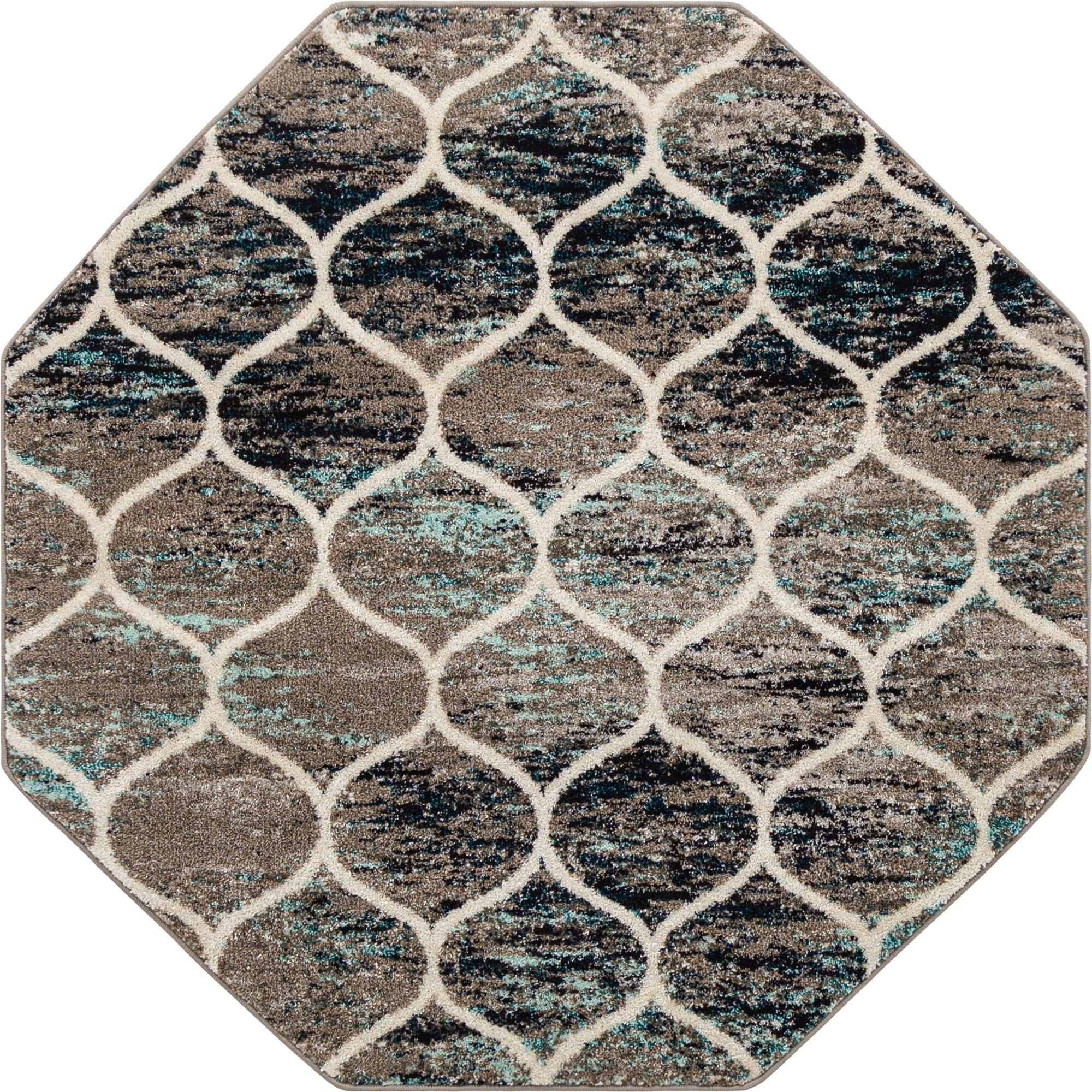 Rugs.com Lattice Frieze Collection Rug – 5' Octagon Blue Multi Medium ...