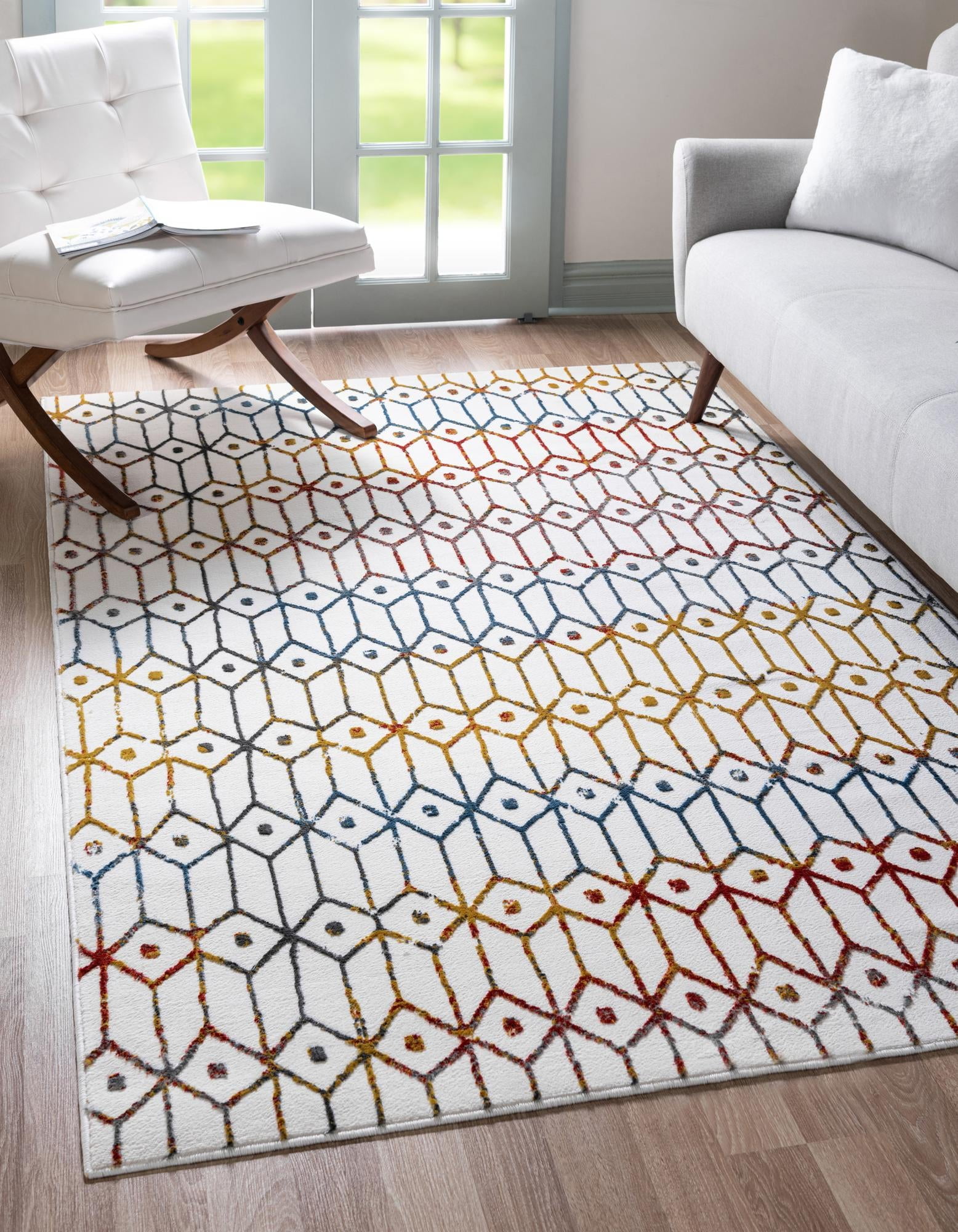 Rugs.com Lattice Trellis Collection Rug – 3' x 5' Multi Low-Pile Rug ...