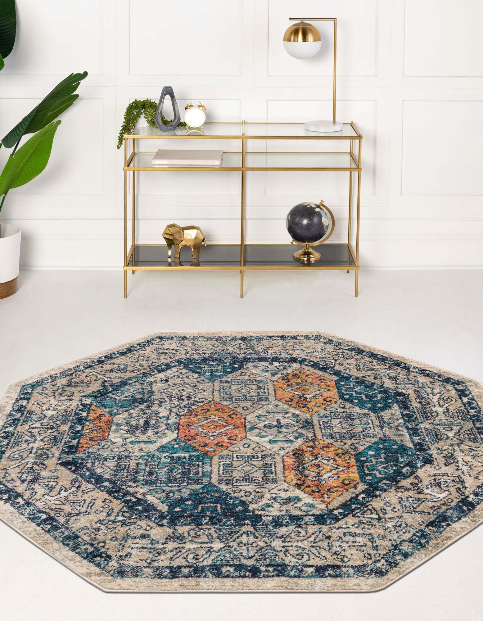 Rugs.com Lola Collection Rug – 4 Ft Octagon Multi Medium Rug Perfect ...