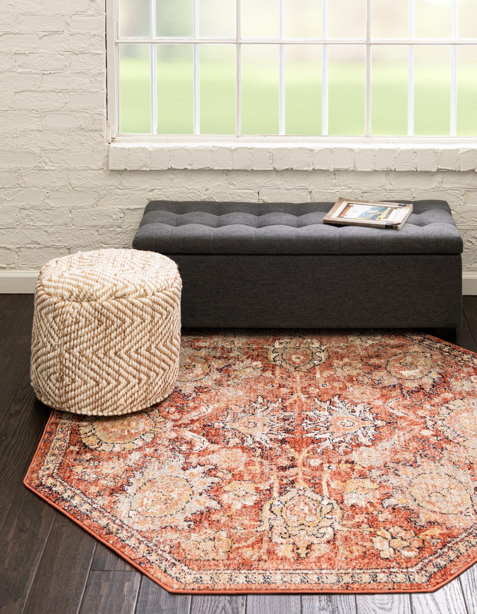 Rugs.com Lola Collection Rug – 5 Ft Octagon Brick Red Medium Rug ...