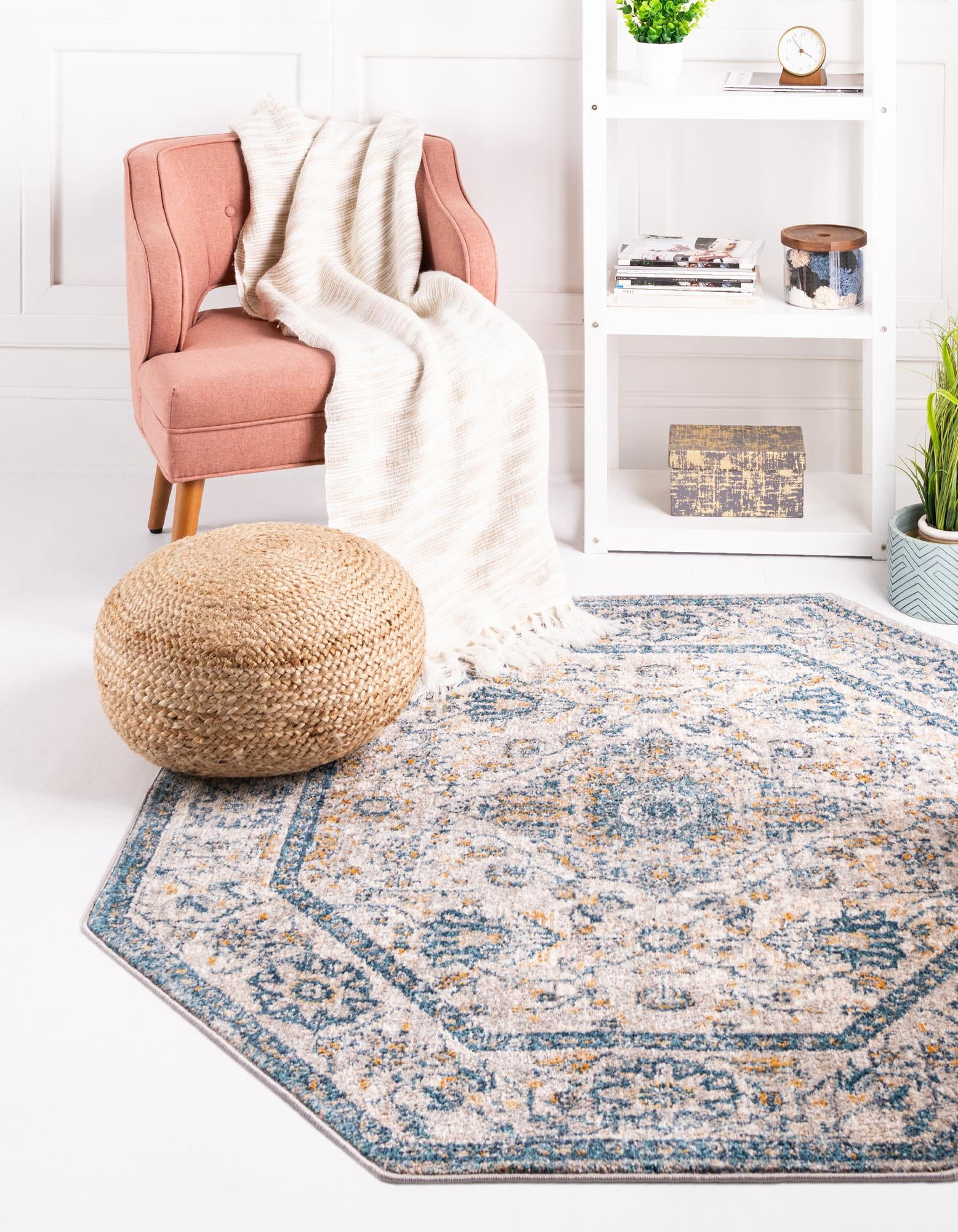 Rugs.com Lola Collection Rug – 5 Ft Octagon Light Gray Medium Rug ...