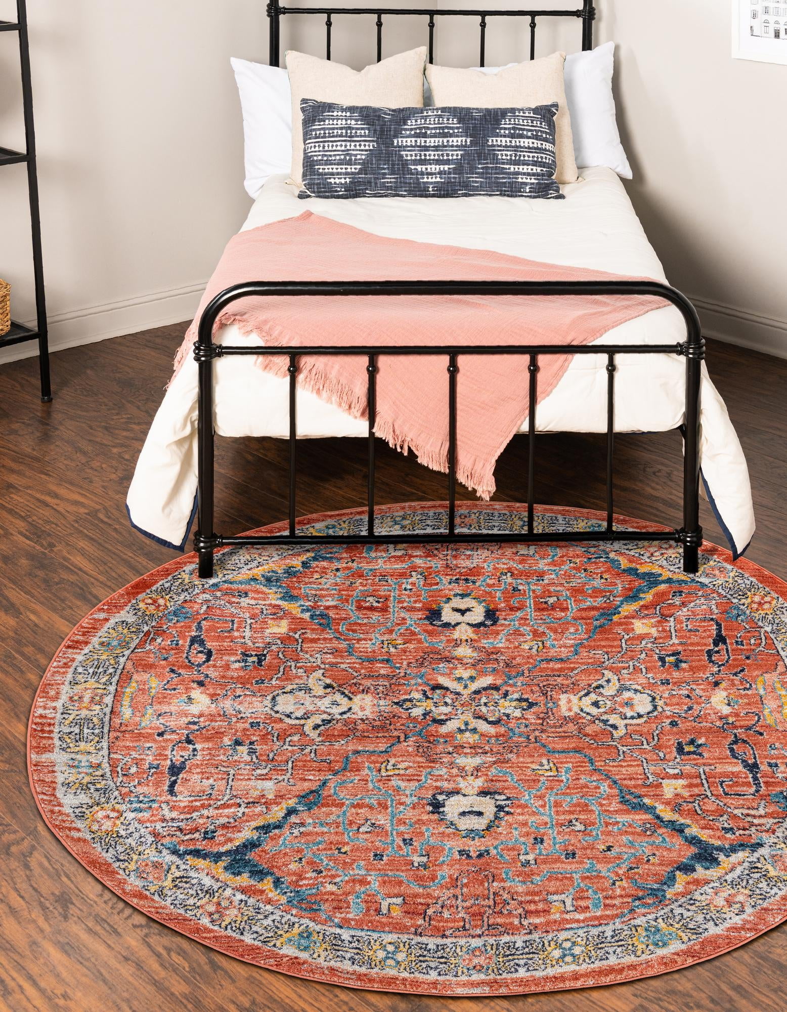 Rugs.com Lola Collection Rug – 5 Ft Round Brick Red Medium Rug Perfect ...