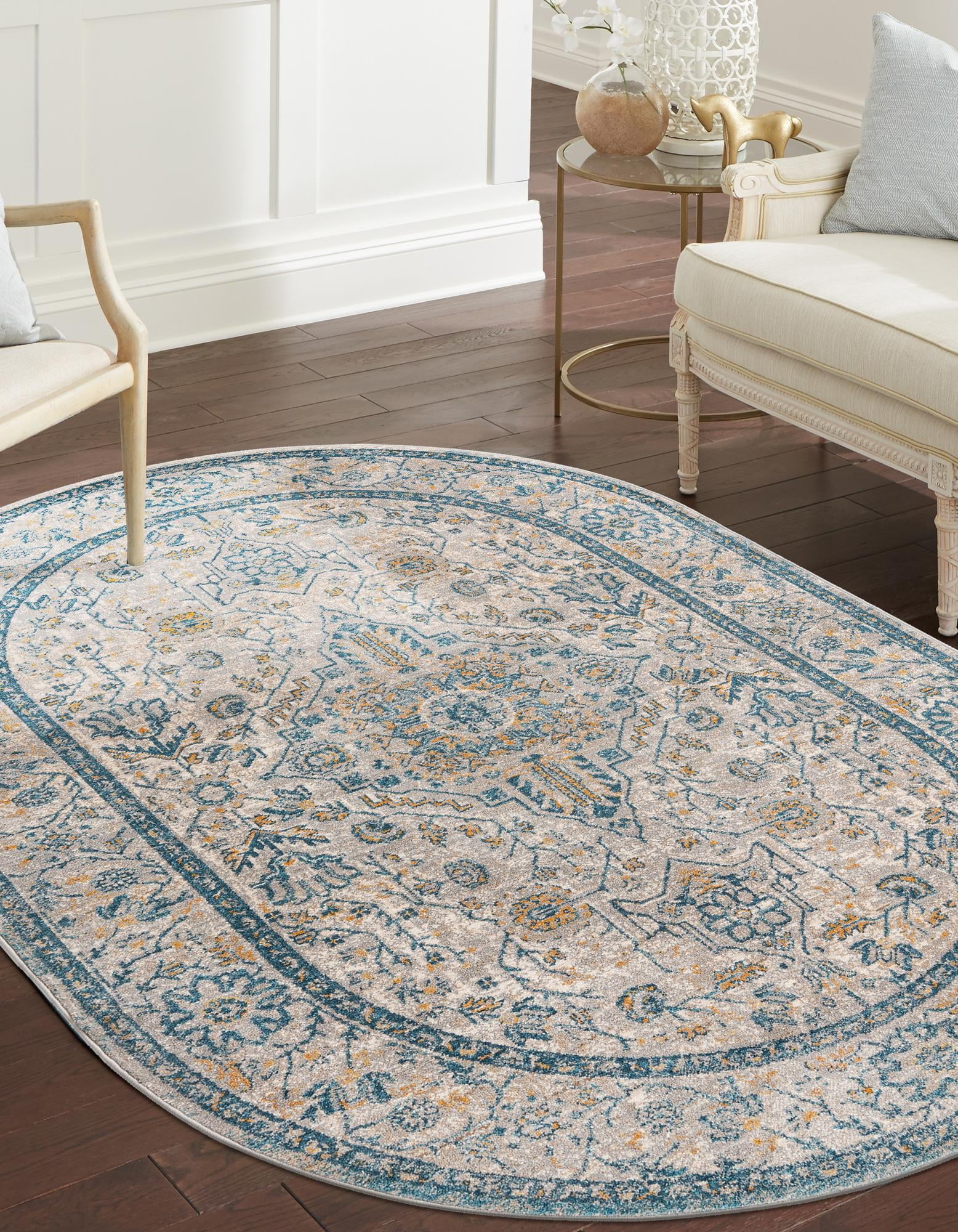 Rugs.com Lola Collection Rug – 5' x 8' Oval Oval Light Gray Medium Rug ...