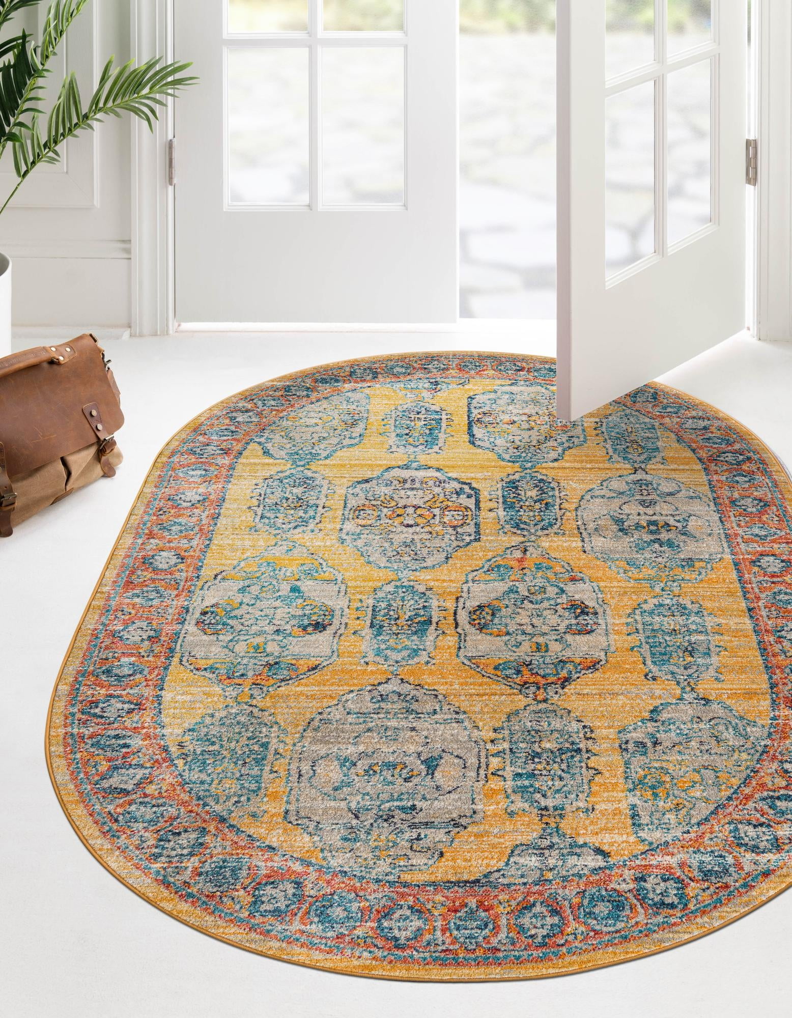 Rugs.com Lola Collection Rug – 5' x 8' Oval Oval Yellow Medium Rug ...