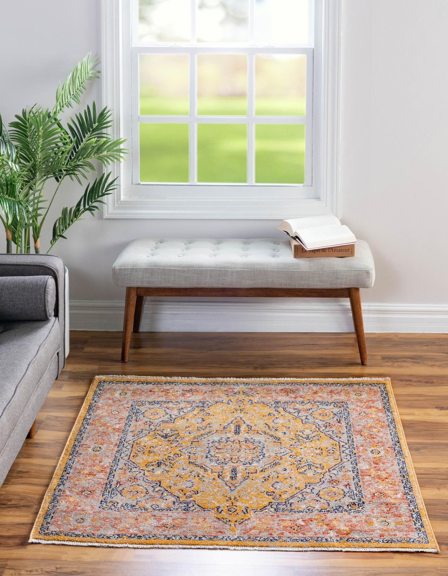 Rugs.com Lola Collection Rug – 8 Ft Square Yellow Medium Rug Perfect ...