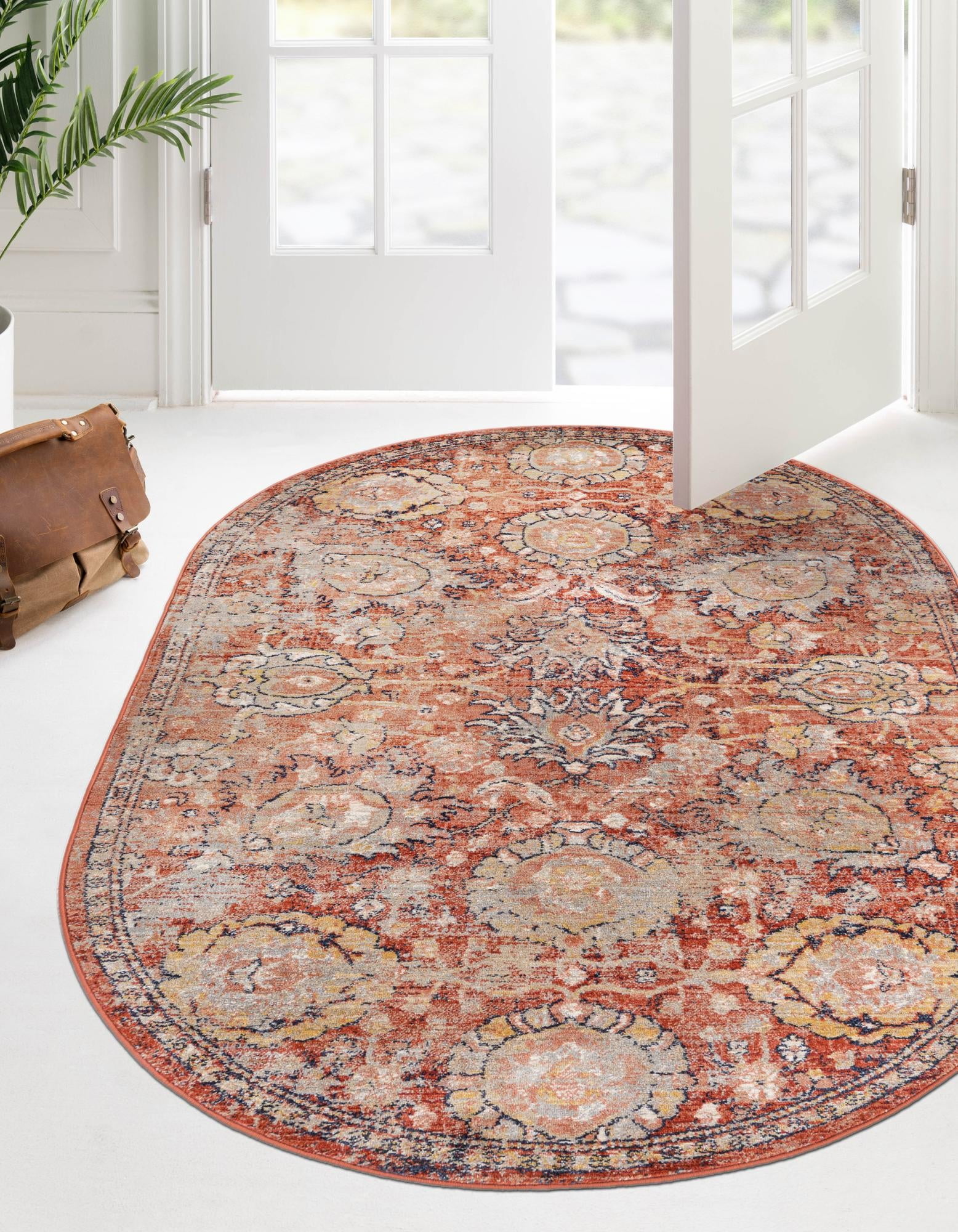 Rugs.com Lola Collection Rug – 8' x 10' Oval Brick Red Medium Rug ...